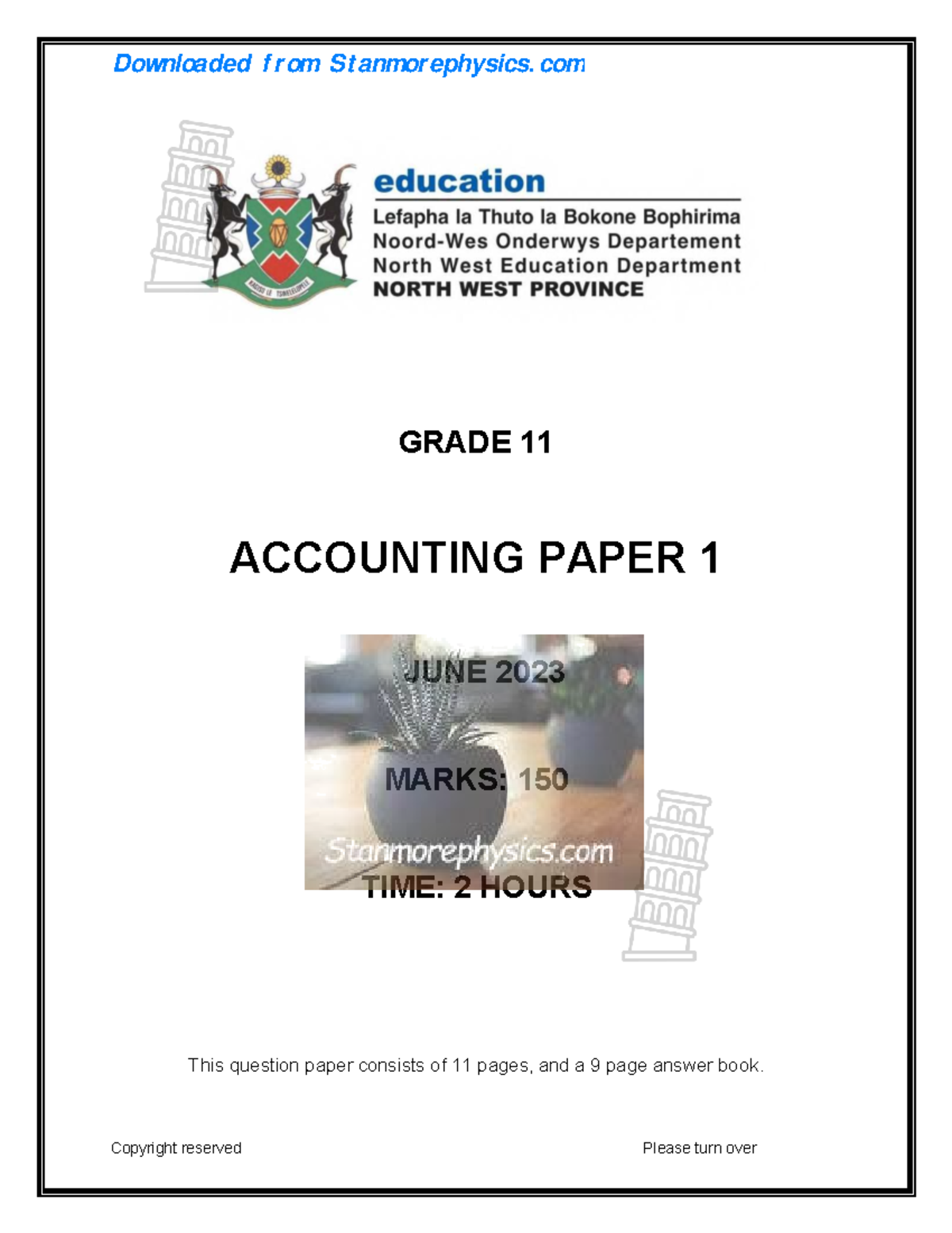 NW Accounting Grade 11 June 2023 Question Paper & Memo - Studocu