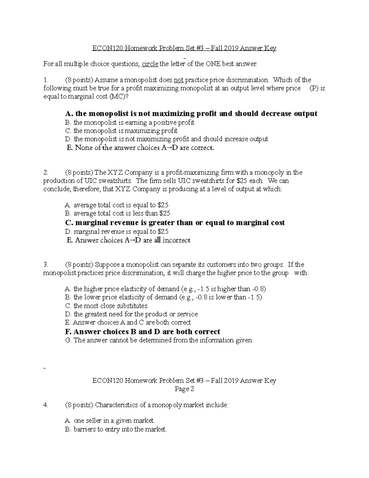 ECON120 Homework Problem Set #3 - Answer Key (Fall 2019) - Studocu