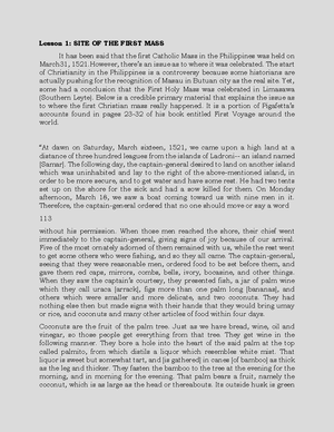 First mass - The island where we were is called Humunu; [now Homonhon ...