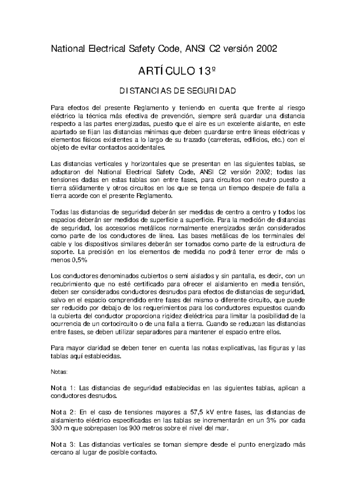 **Ansi C2 2002 - Normas para Distancias de Seguridad Eléctrica** - Studocu