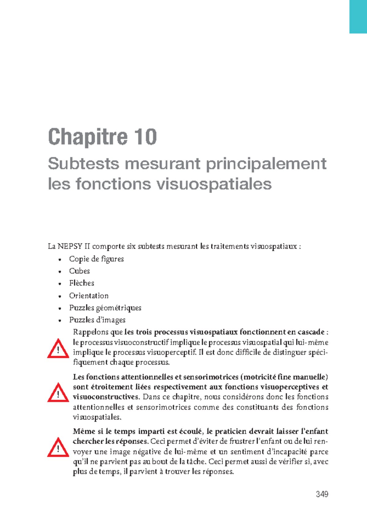 Analyse des Subtests NEPSY II sur les Fonctions Visuospatiales - Studocu