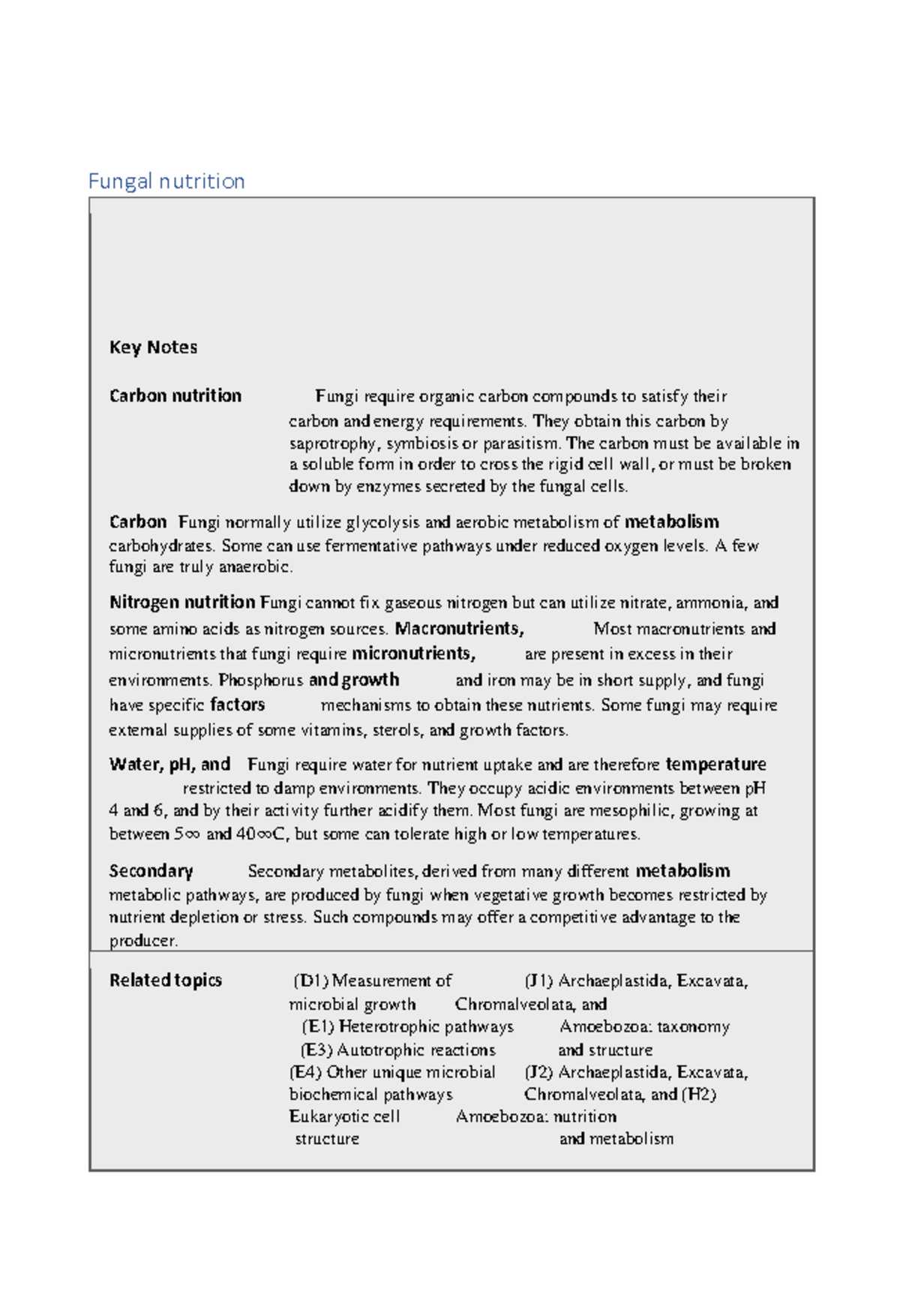 Fungal nutrition - Fungal nutrition Key Notes Carbon nutrition Fungi ...