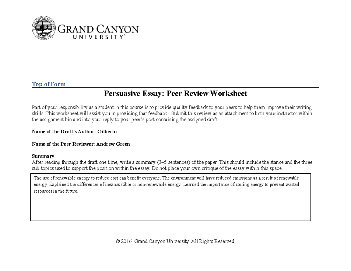 PHI-105 T-6 Persuasive Essay Peer Review Worksheet.7-10-17 - Top of ...