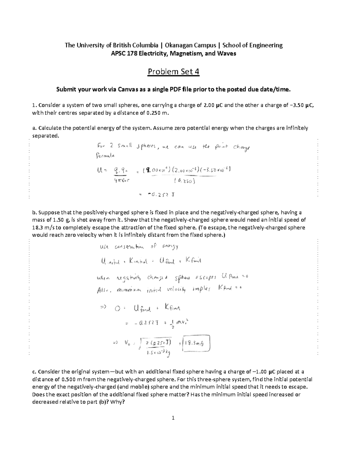 Problem Set 4 Solutions - The University of British Columbia | Okanagan ...