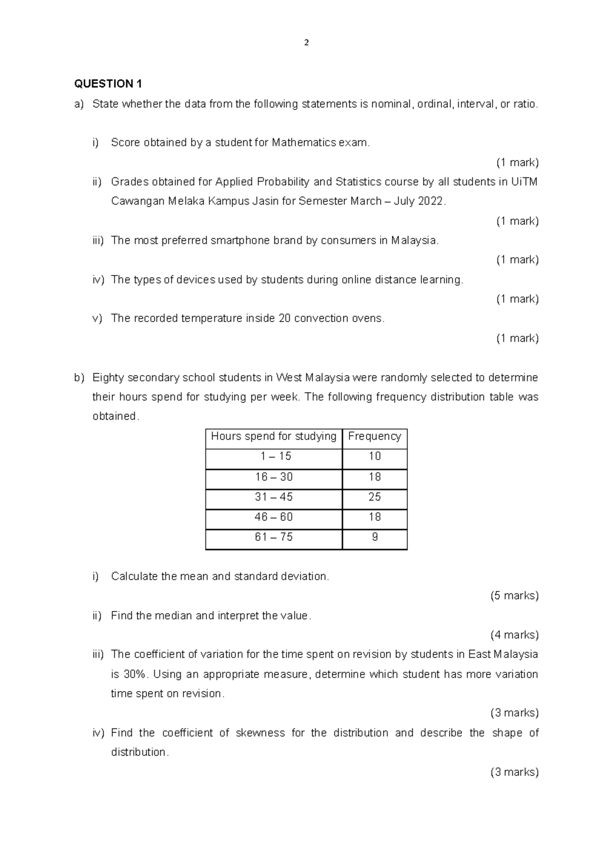 A3 STA416 Sample Questions on Data Types and Statistical Analysis - Studocu