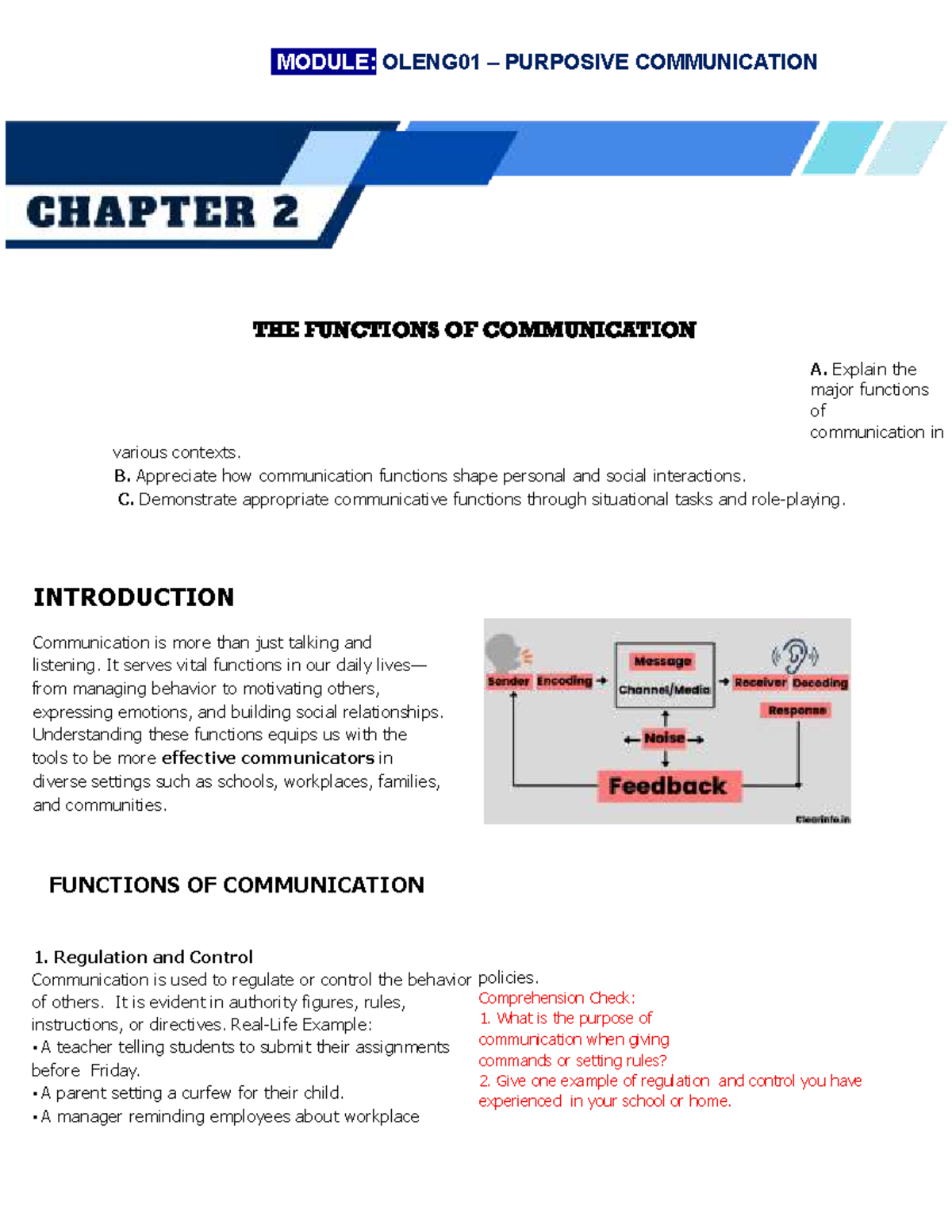 OLENG01 Purposive Communication: Functions & Speech Act Theory - Studocu