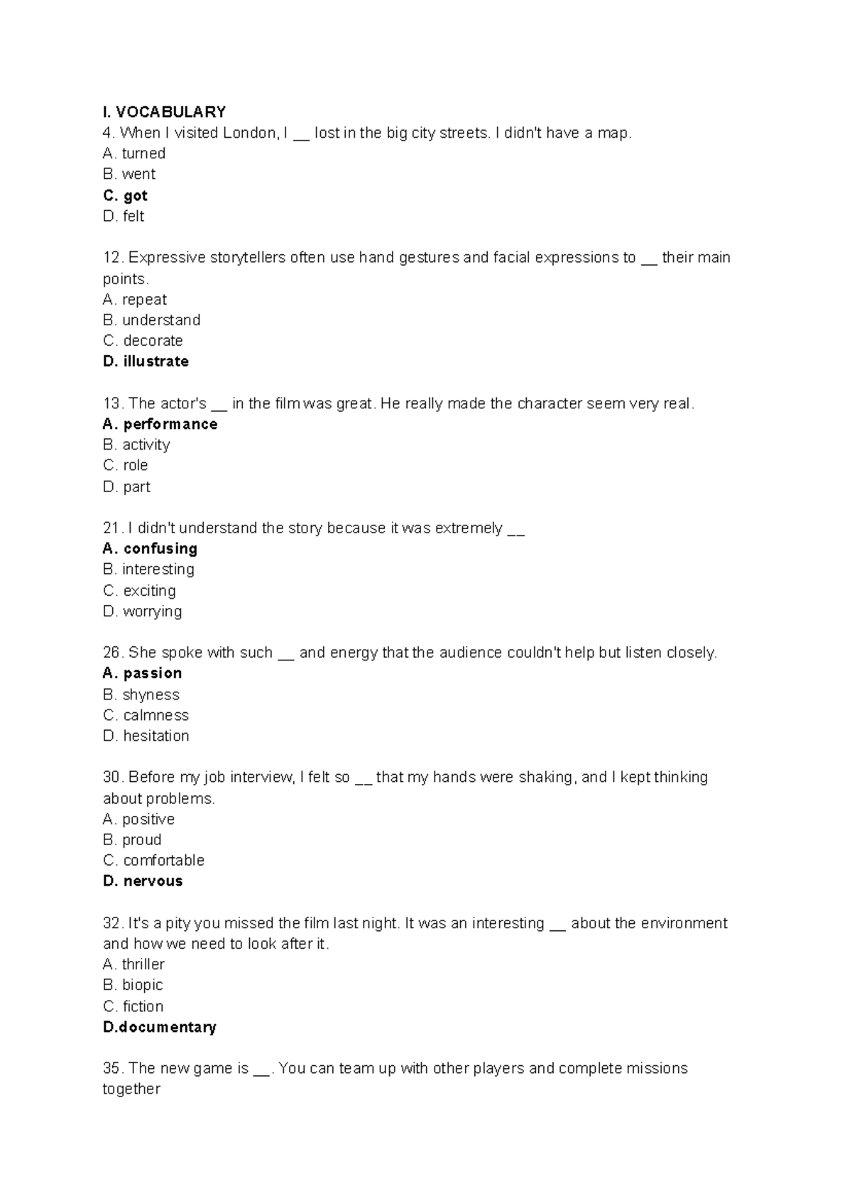 Unit 2 - Vocabulary and Grammar Practice for English Learners - Studocu