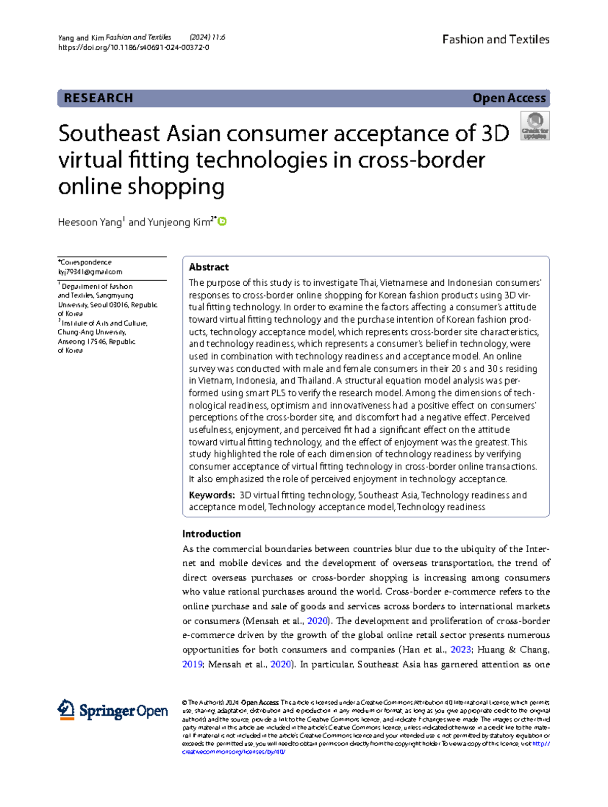 Southeast Asian Consumer Acceptance of 3D Virtual Fitting Tech in ...