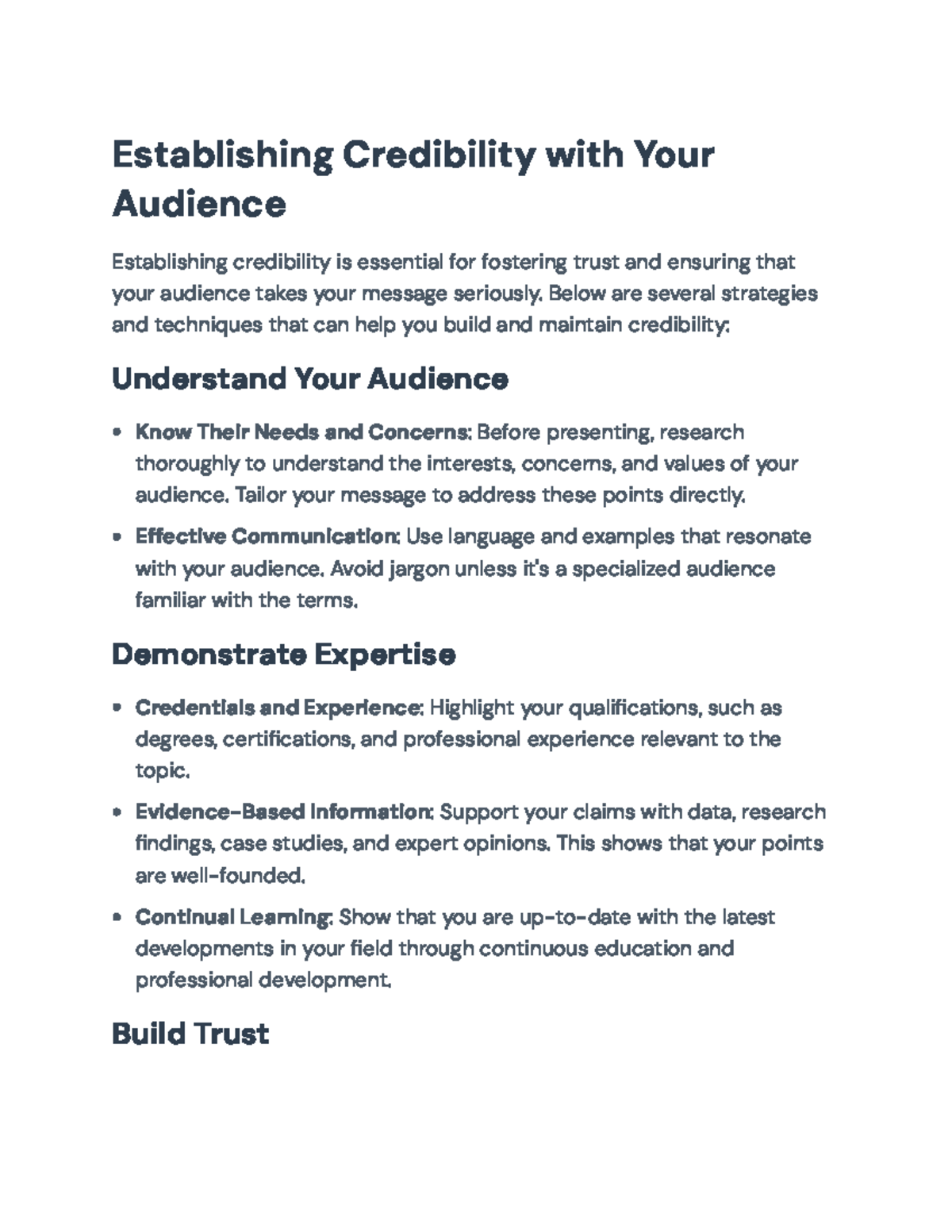Enhancing Audience Trust: Strategies for Establishing Credibility ...