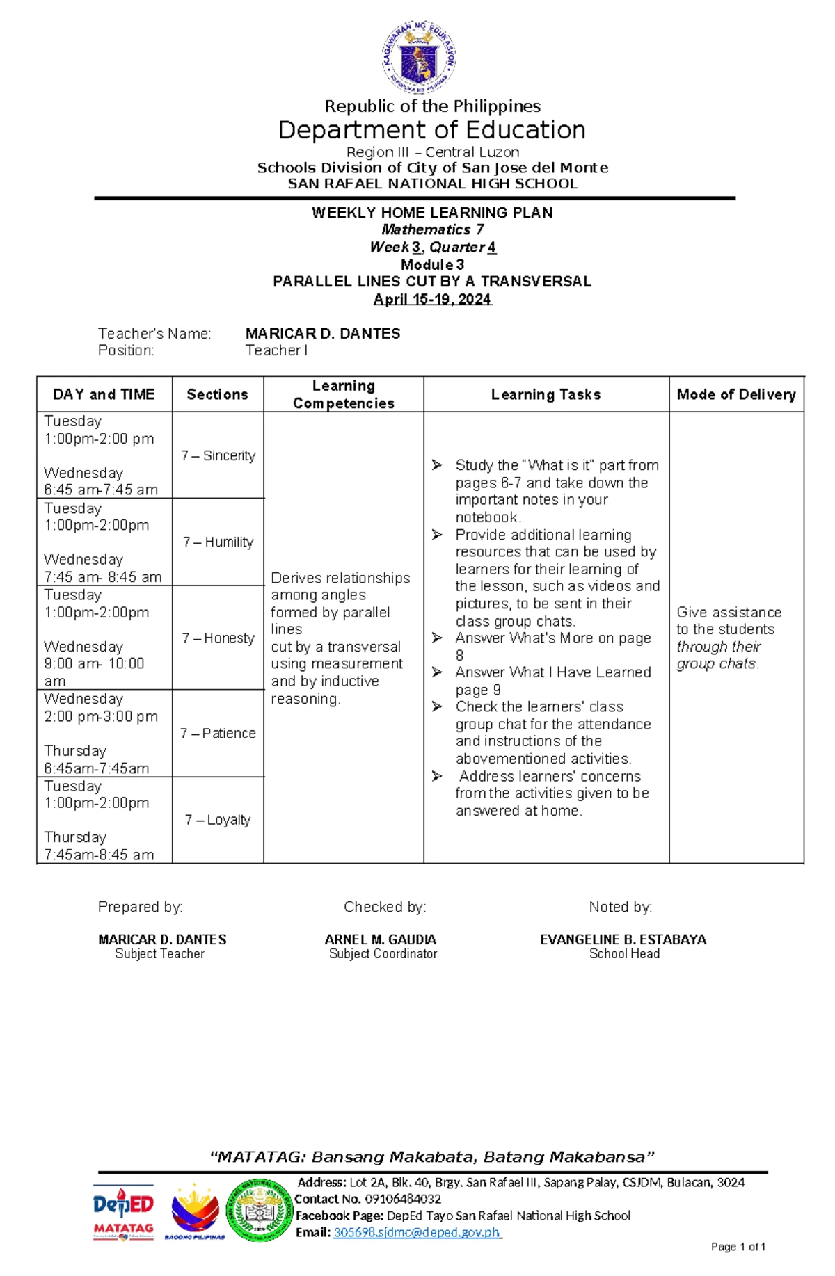 DLP-GMRC-DAY1 (ST) - LESSON PLAN FRO GRADE IV - GRADE 4 DAILY LESSON ...