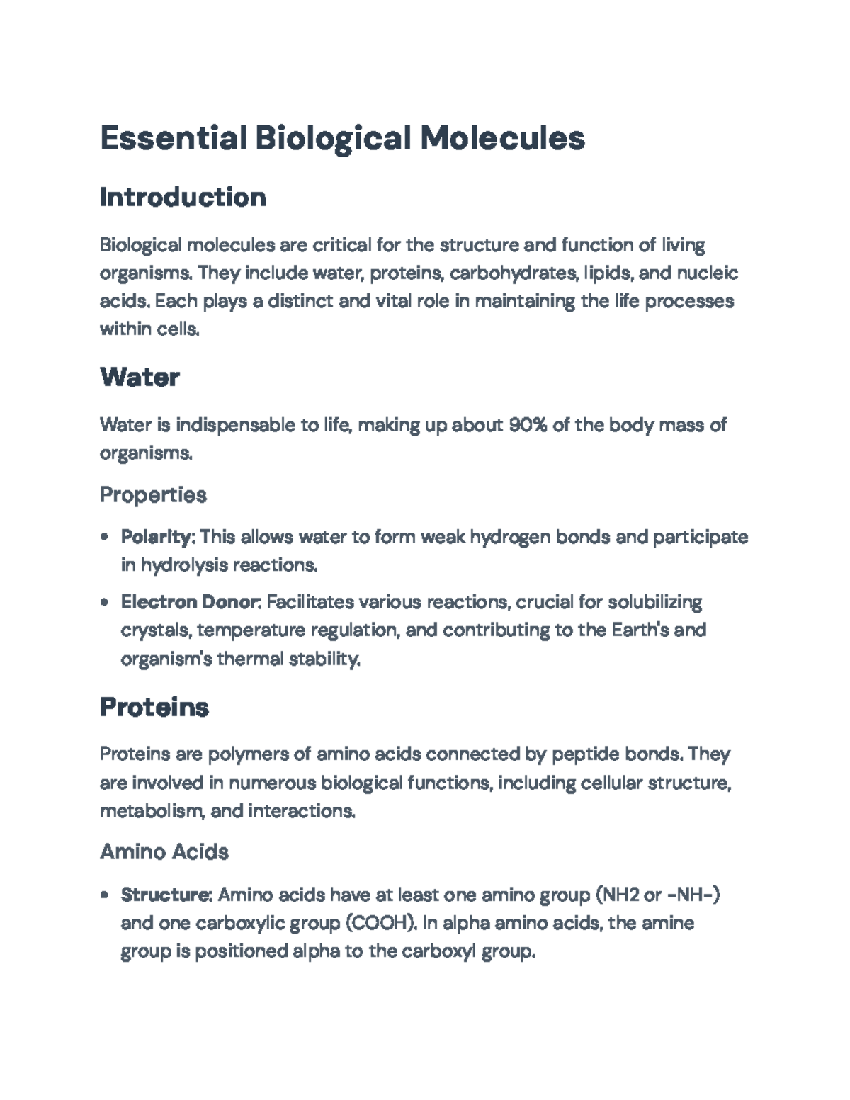 Biological Molecules: Structure and Function Overview - Biology 101 ...