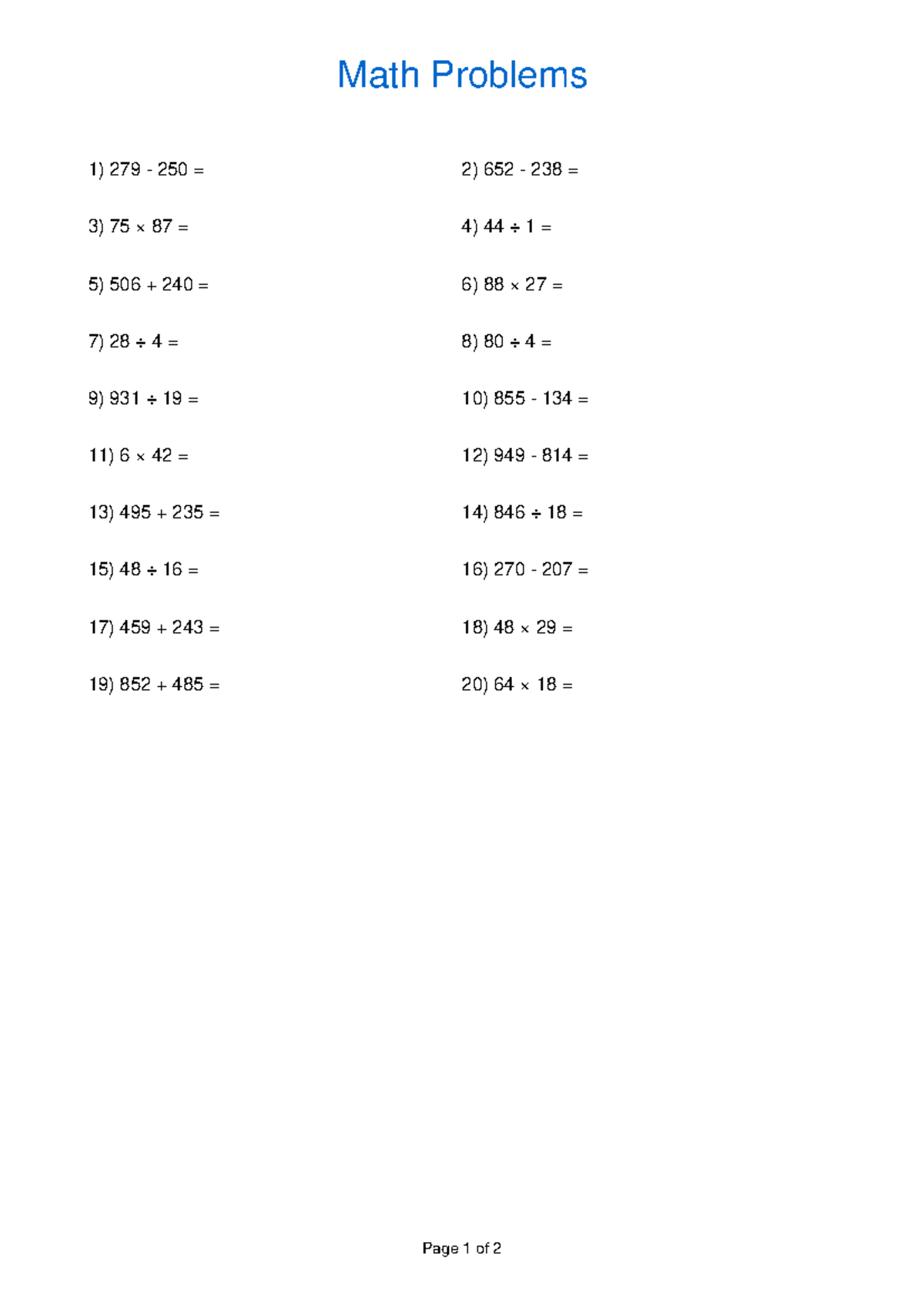 Beginner Math Problems & Solutions (Math 101) - Studocu