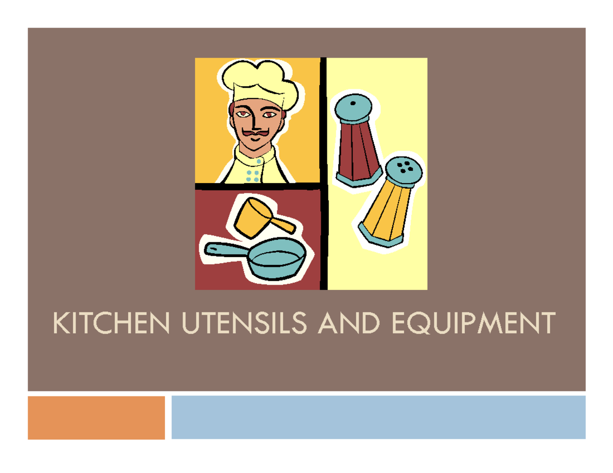Kitchen Utensils Overview - Essential Tools for Cooking - Studocu