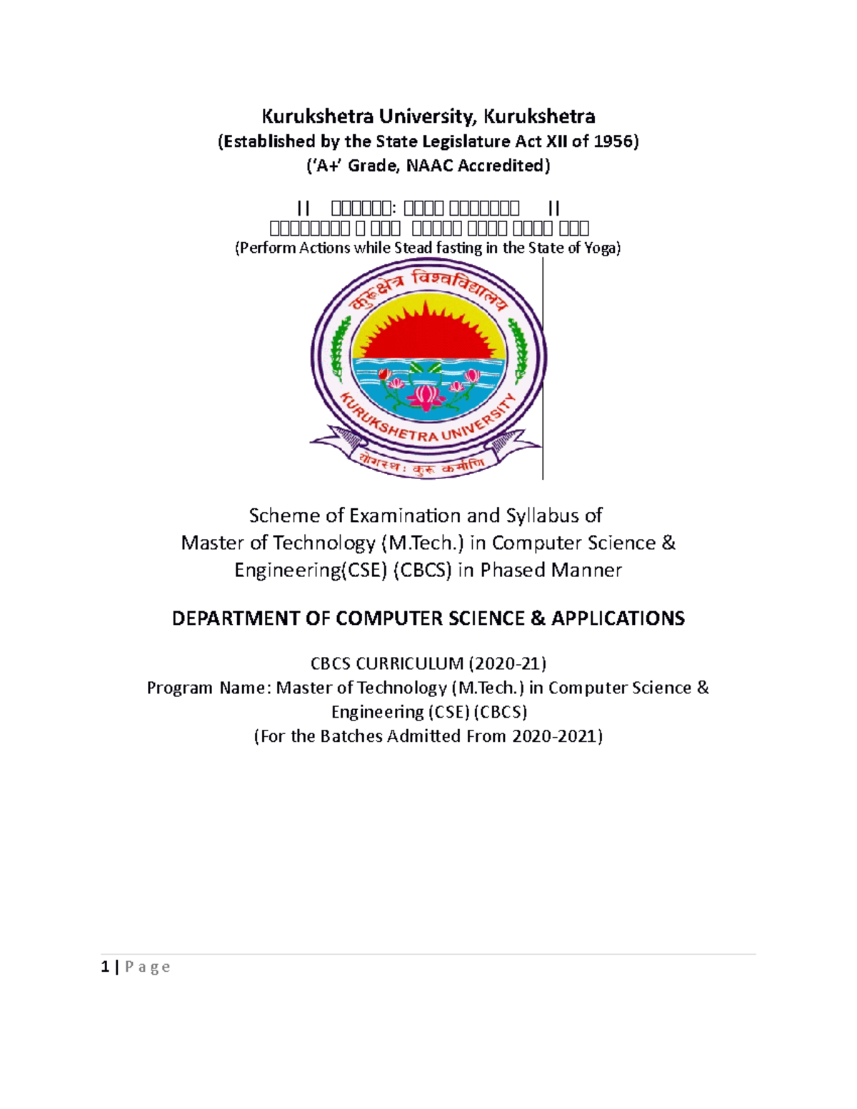 M Tech CSE Full and Final Version Final - Kurukshetra University ...