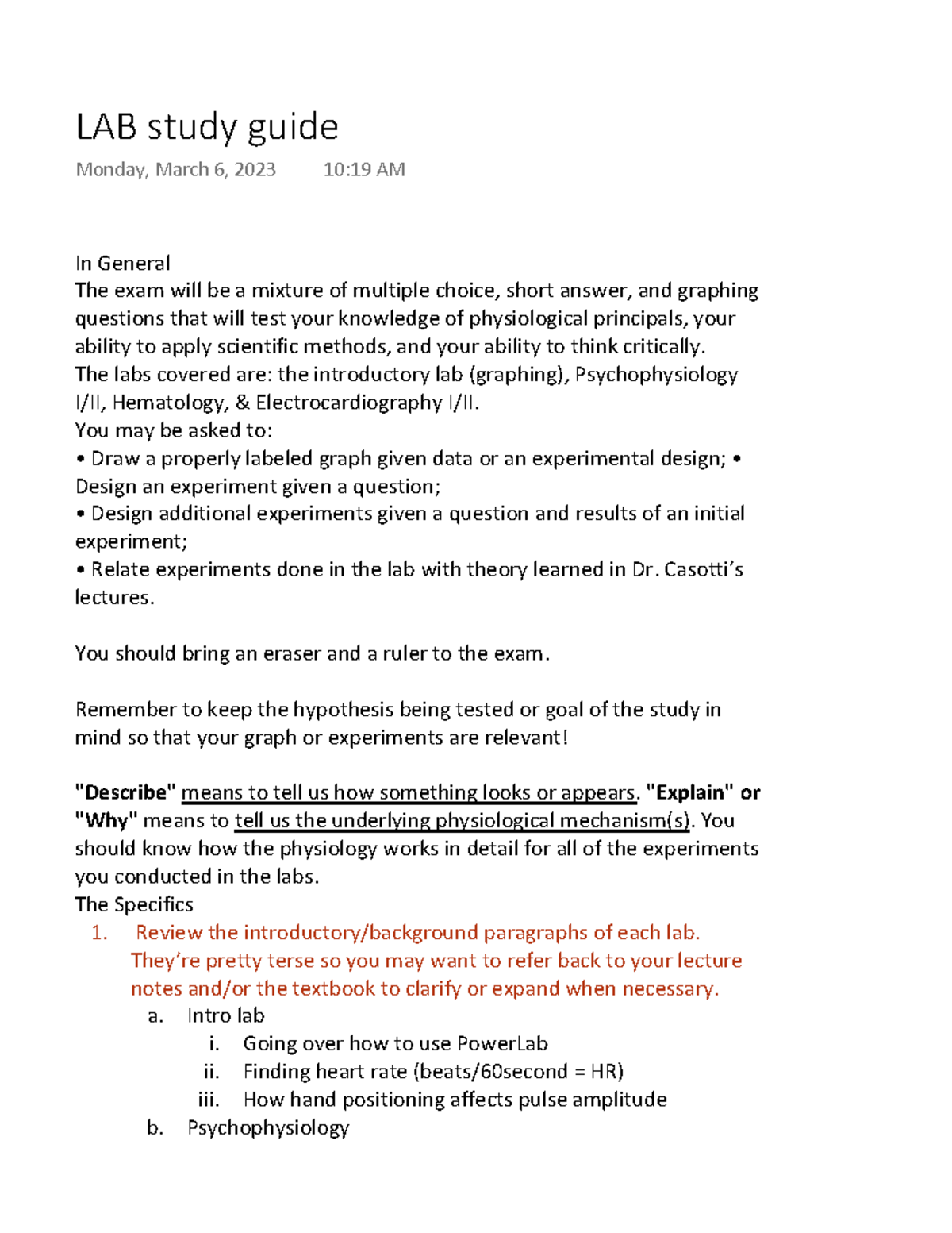 LAB Study Guide for Physiological Principles and Experiments - Studocu