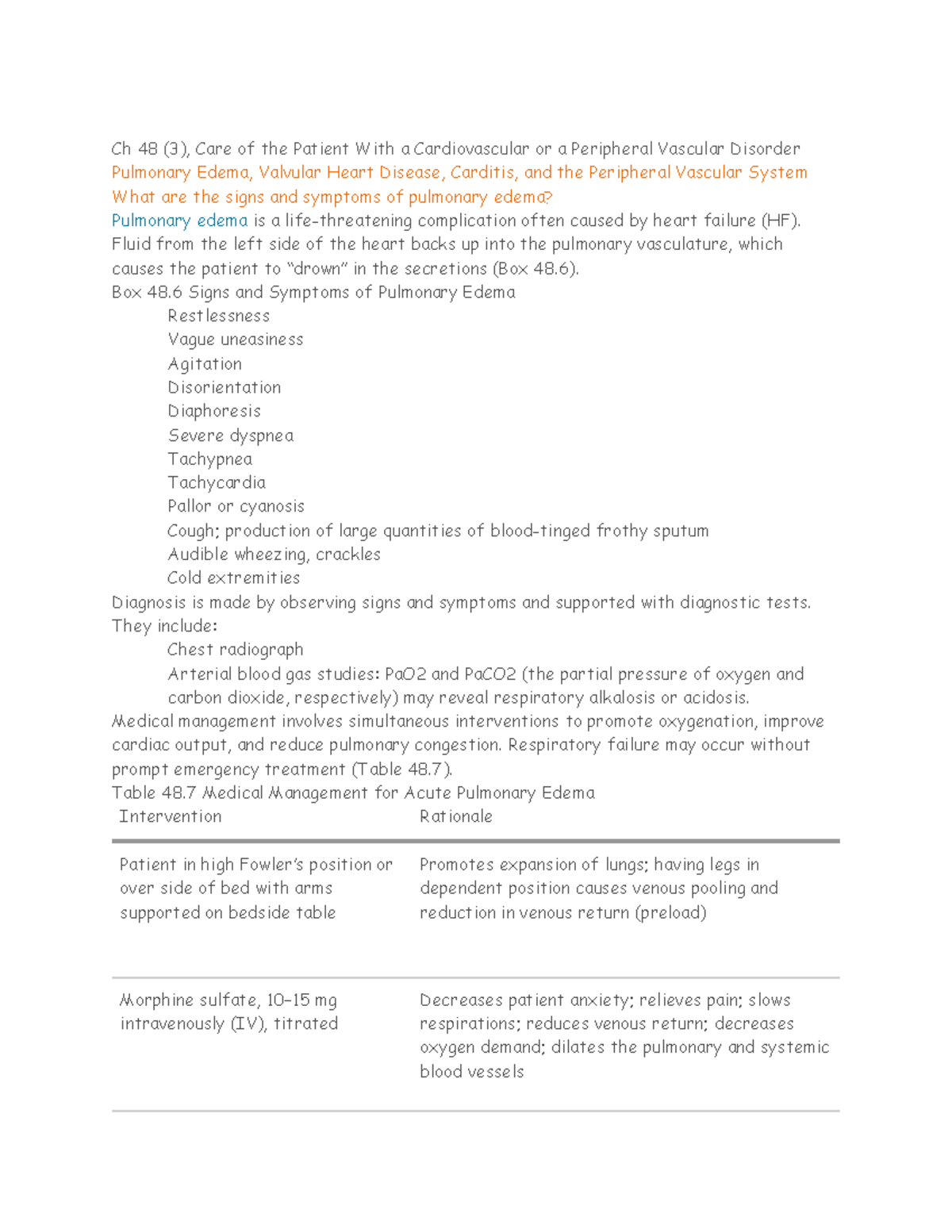 Ch 48 (3) Patient Care: Cardiovascular & Peripheral Vascular Disorders ...