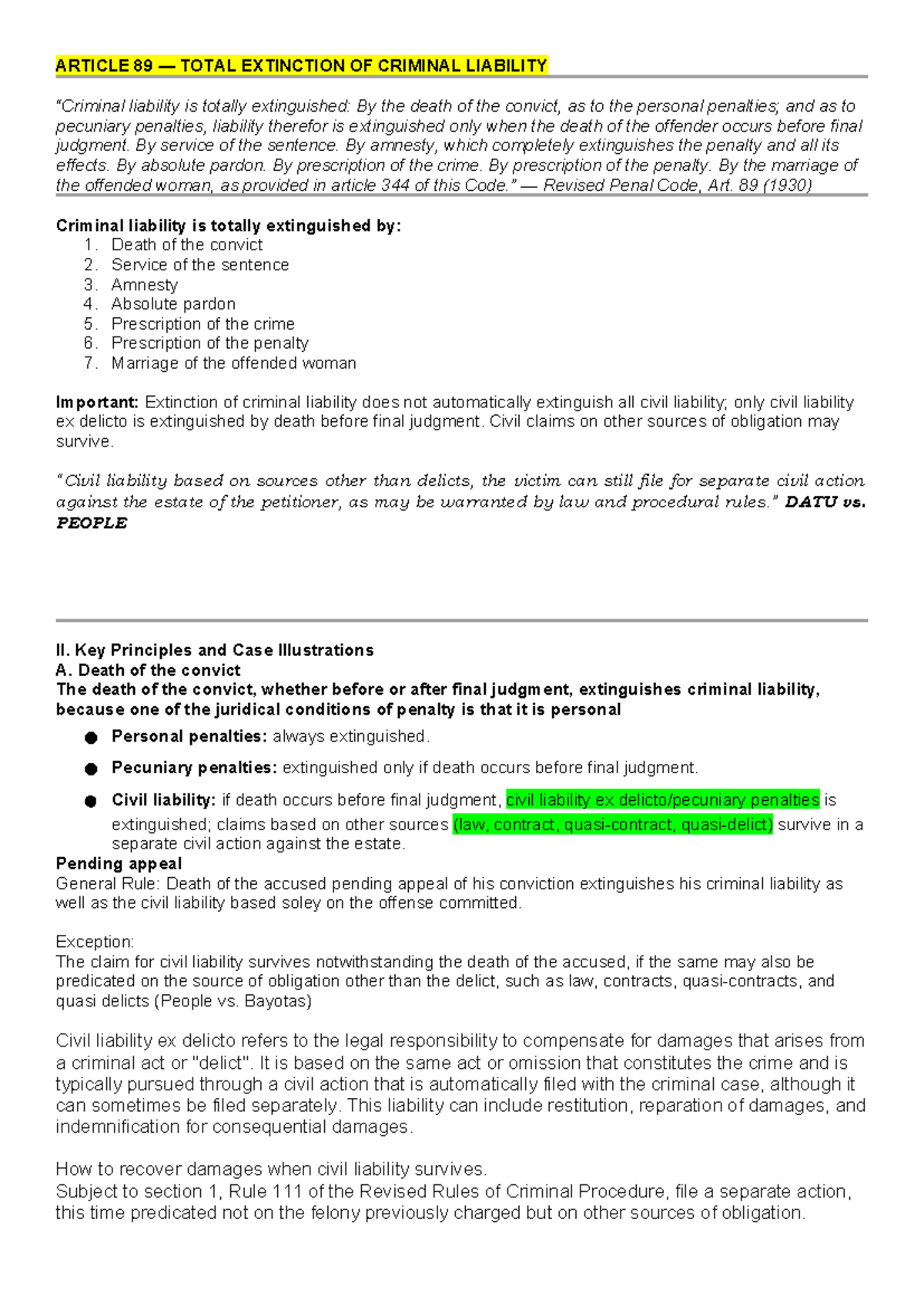 Revised Penal Code Article 89: Total Extinction of Criminal Liability ...