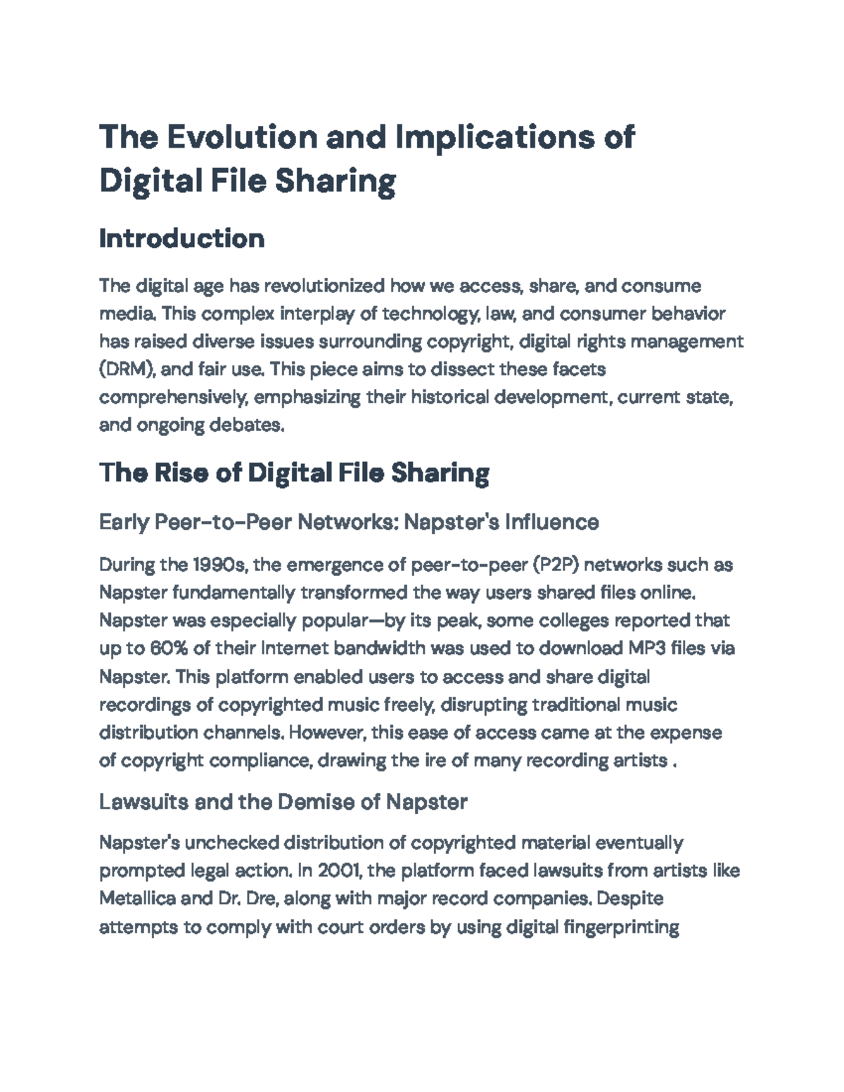 The Evolution and Legal Implications of Digital File Sharing: A Study ...