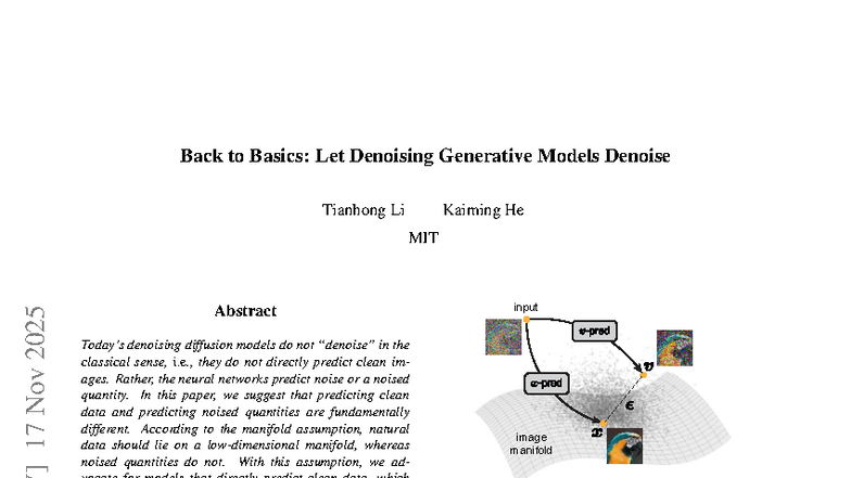 2511 - ML Paper - Back to Basics: Let Denoising Generative Models ...