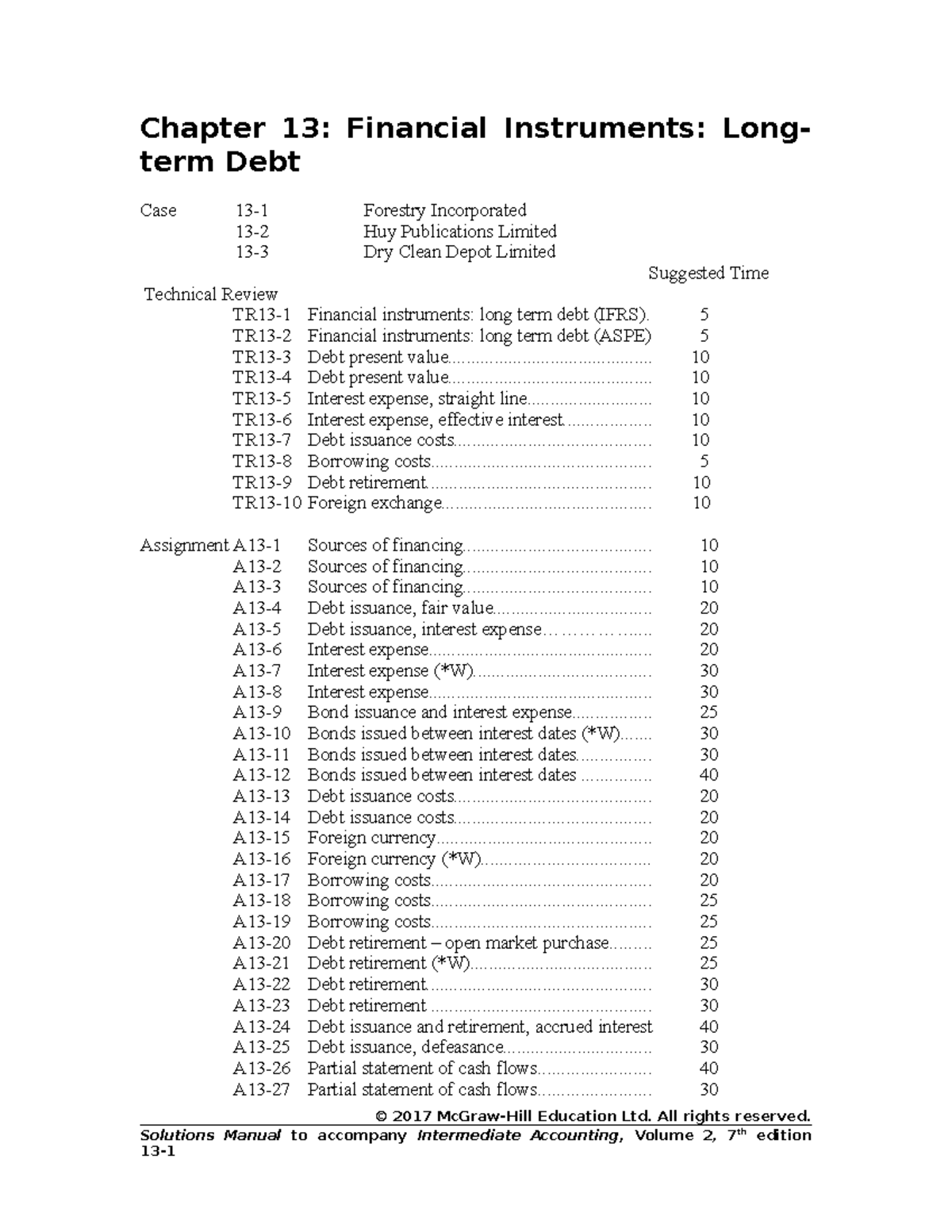 CH 13 Solutions: Financial Instruments & Long-term Debt Analysis - Studocu
