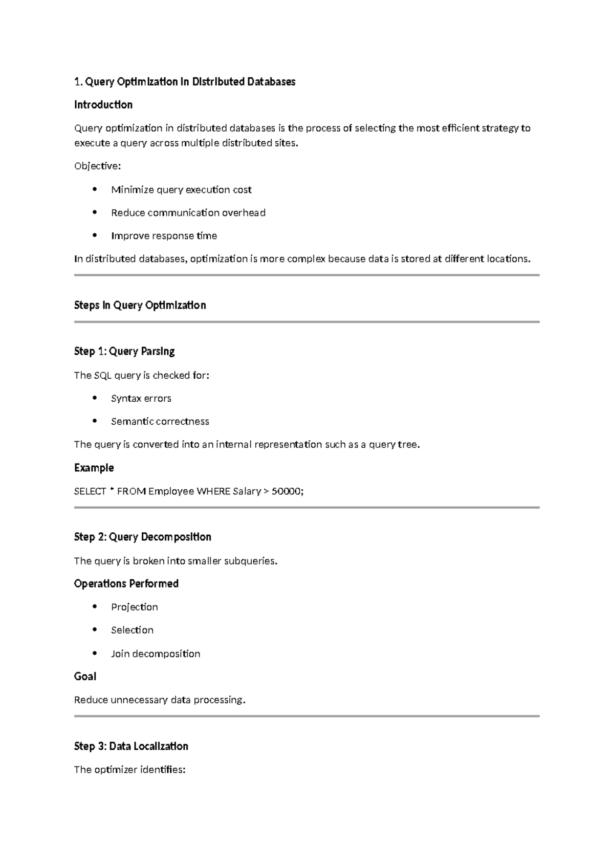 Query Optimization in Distributed Databases: Key Concepts and ...