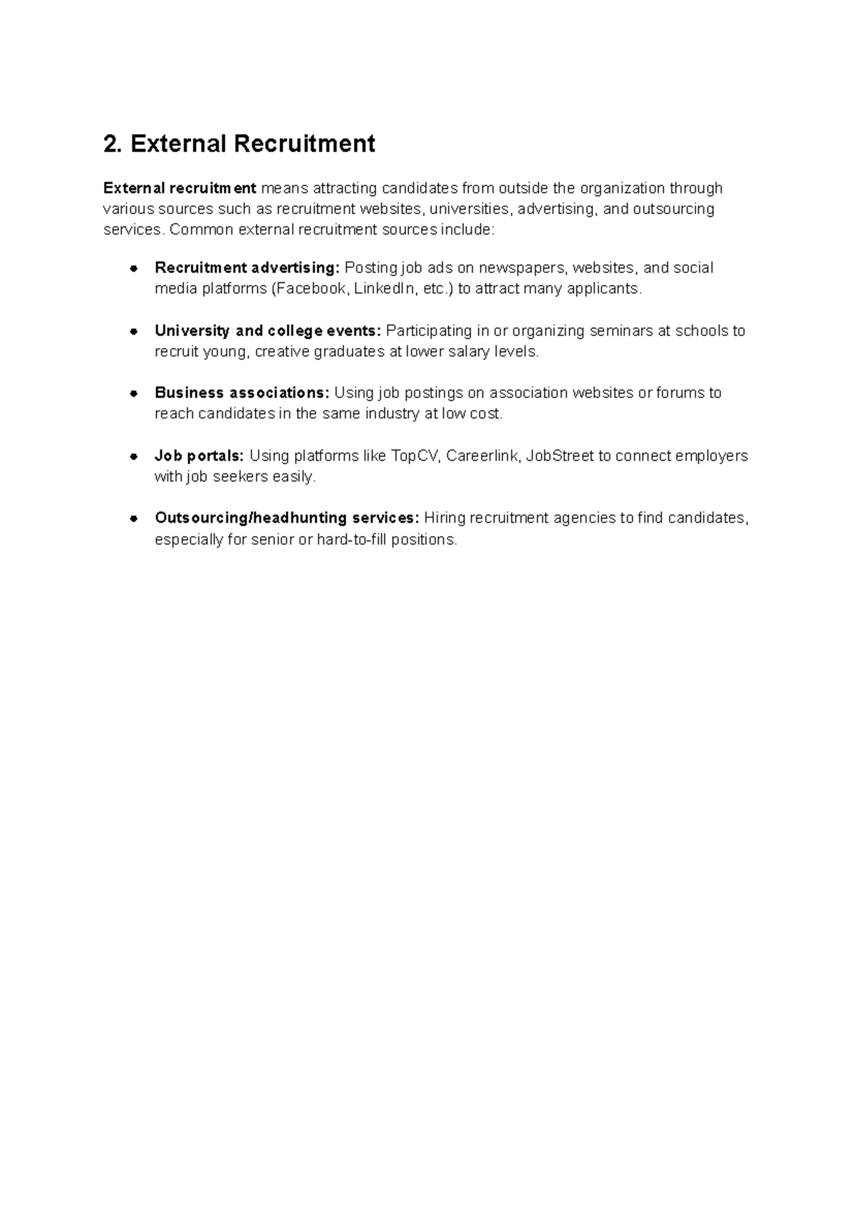 External Recruitment Strategies and Sources - Studocu