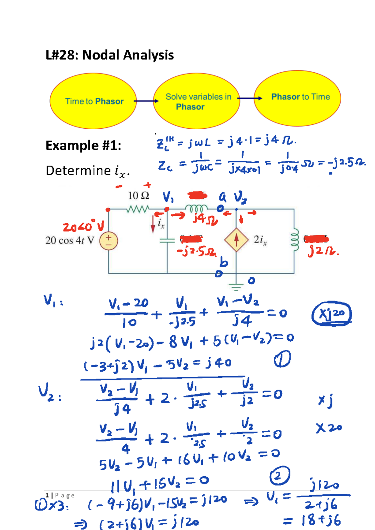 Nodal Analysis Example ZL: Determining 𝑖𝑥 and Setting Up Equations - Studocu