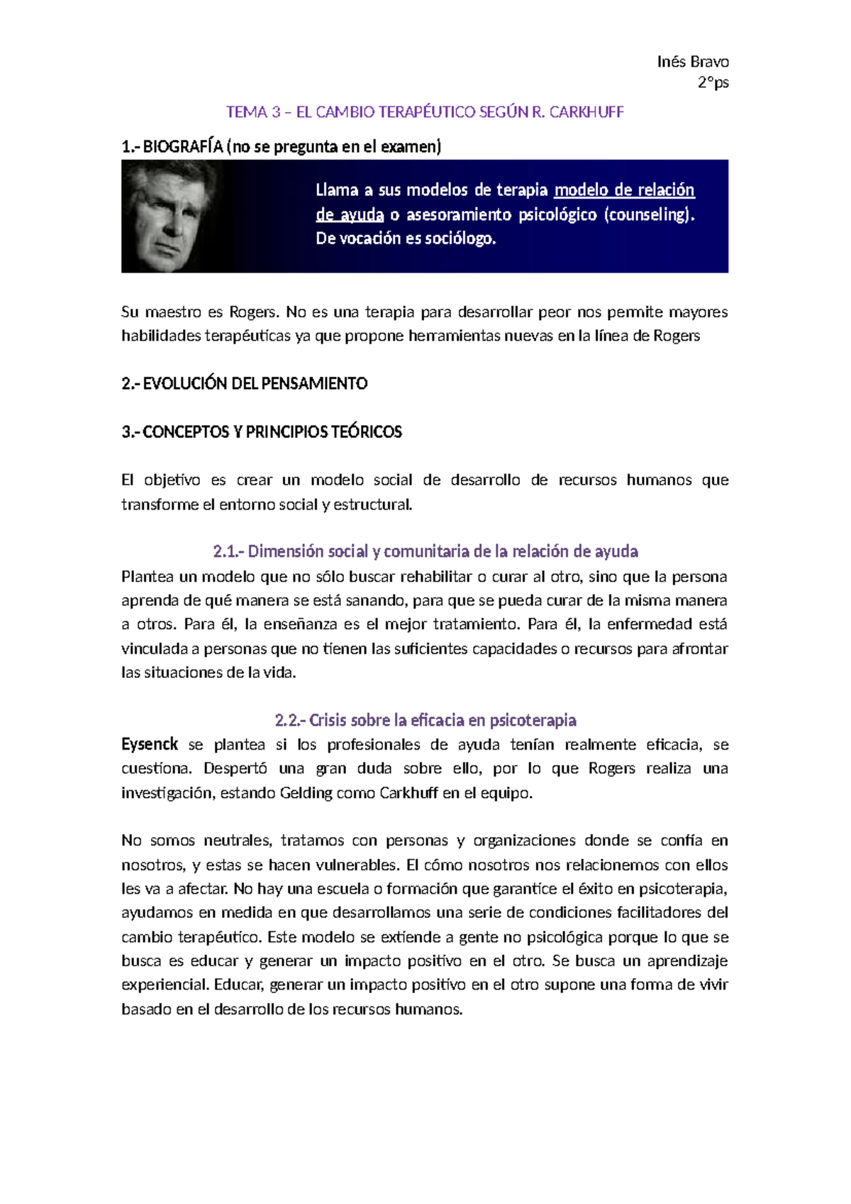 Tema 3 Carkhuff - 2ºps TEMA 3 – EL CAMBIO TERAPÉUTICO SEGÚN R. CARKHUFF ...