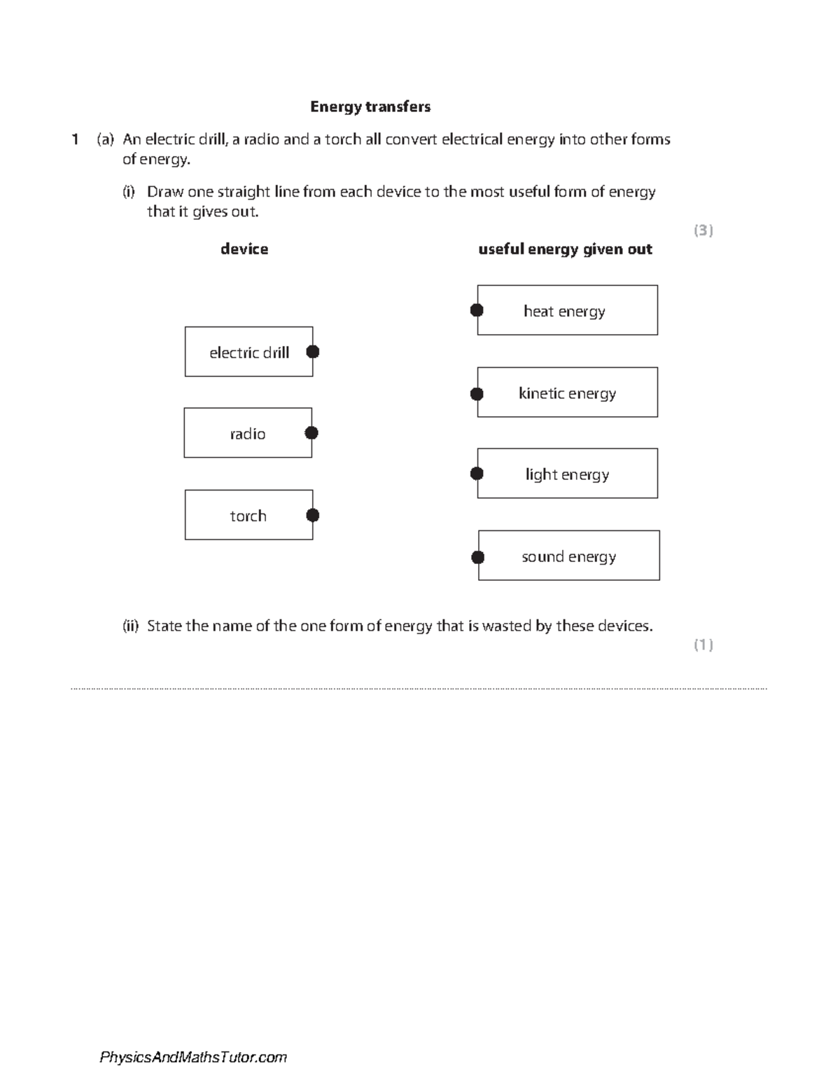 Energy Transfers, GPE, KE & Efficiency: Summary of Key Concepts & QP ...