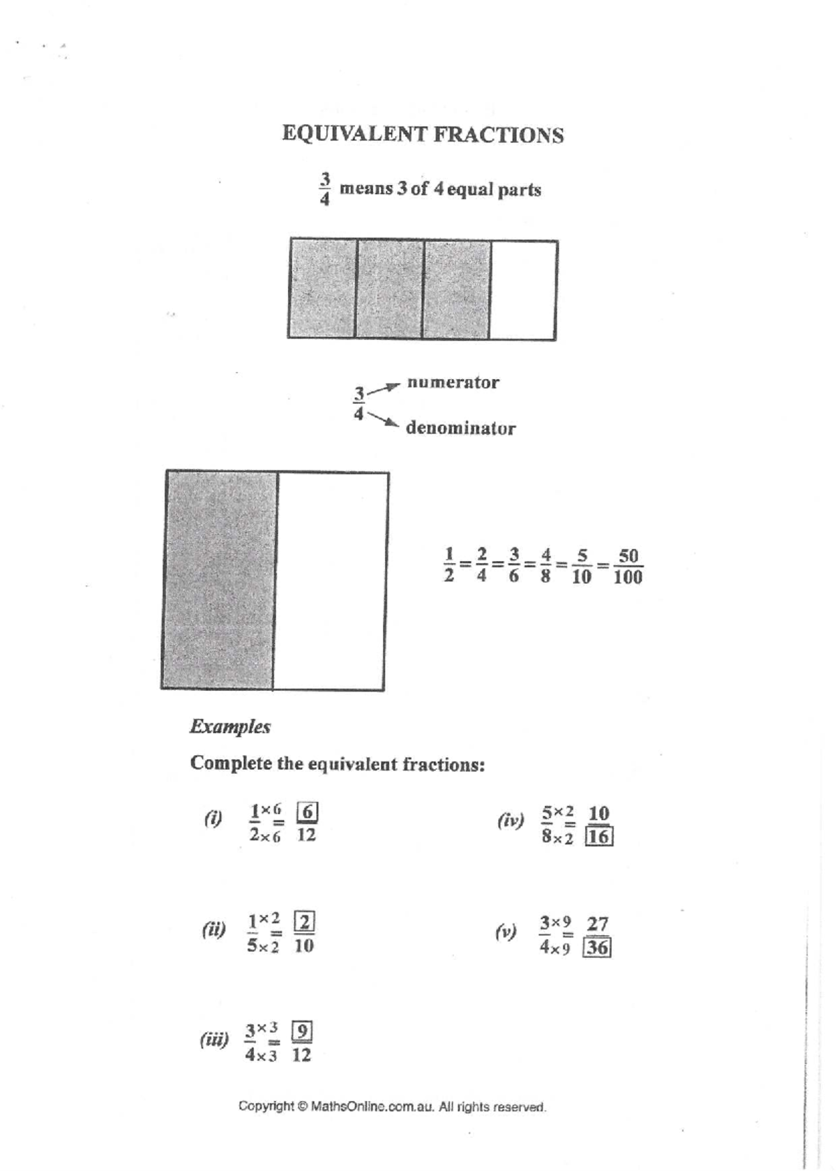 Equivalent Fractions Worksheet - Assignment 3 - Studocu