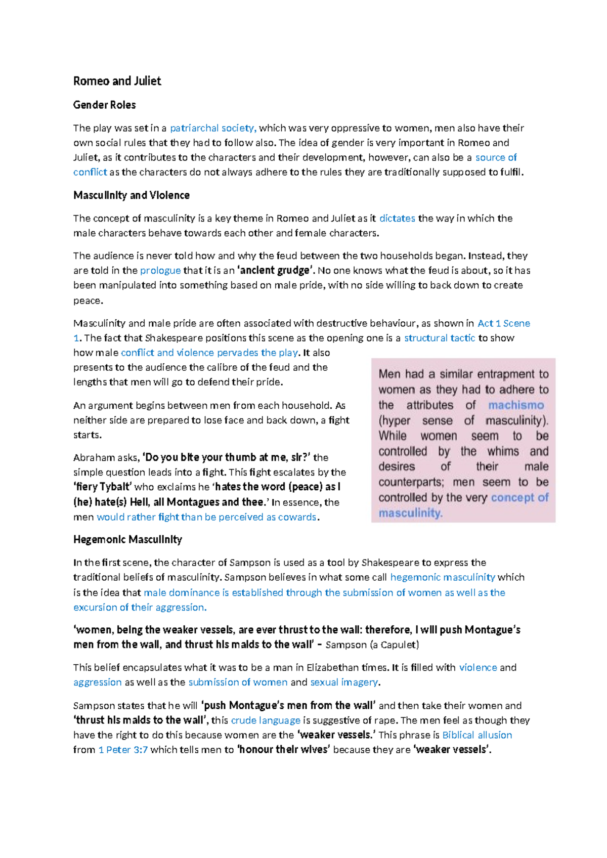 Romeo and Juliet Gender copy - Romeo and Juliet Gender Roles The play ...