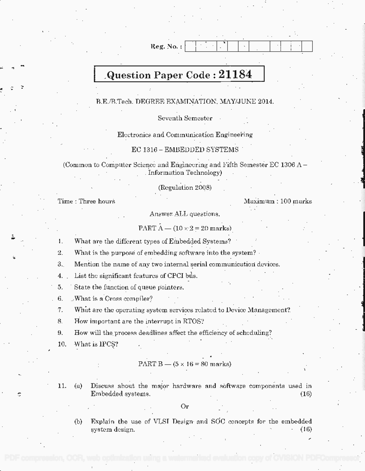 QP-EC1316-2014: Degree Exam Questions on Embedded Systems - Studocu