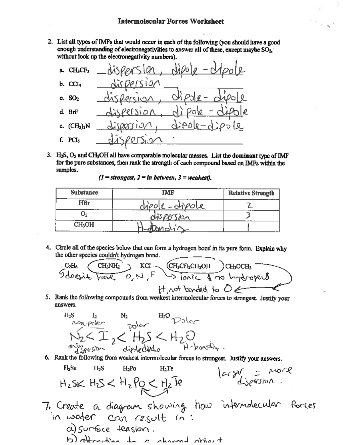 Sem2 unit1 review key side 2 - Intermolecular Forces Worksheet 2. List ...