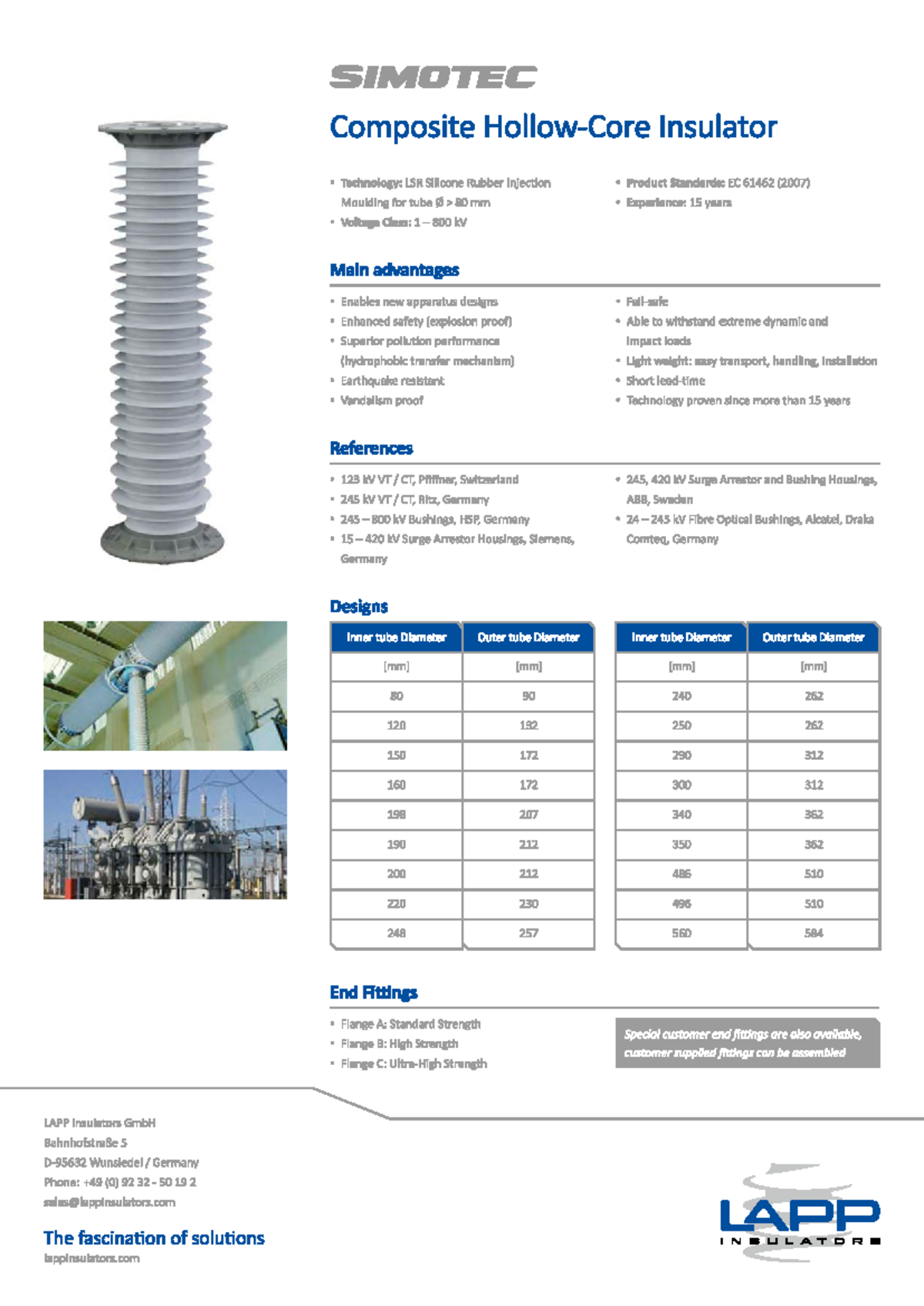 Simotec composite hollow Data sheet - SIMOTEC Composite Insulator ...