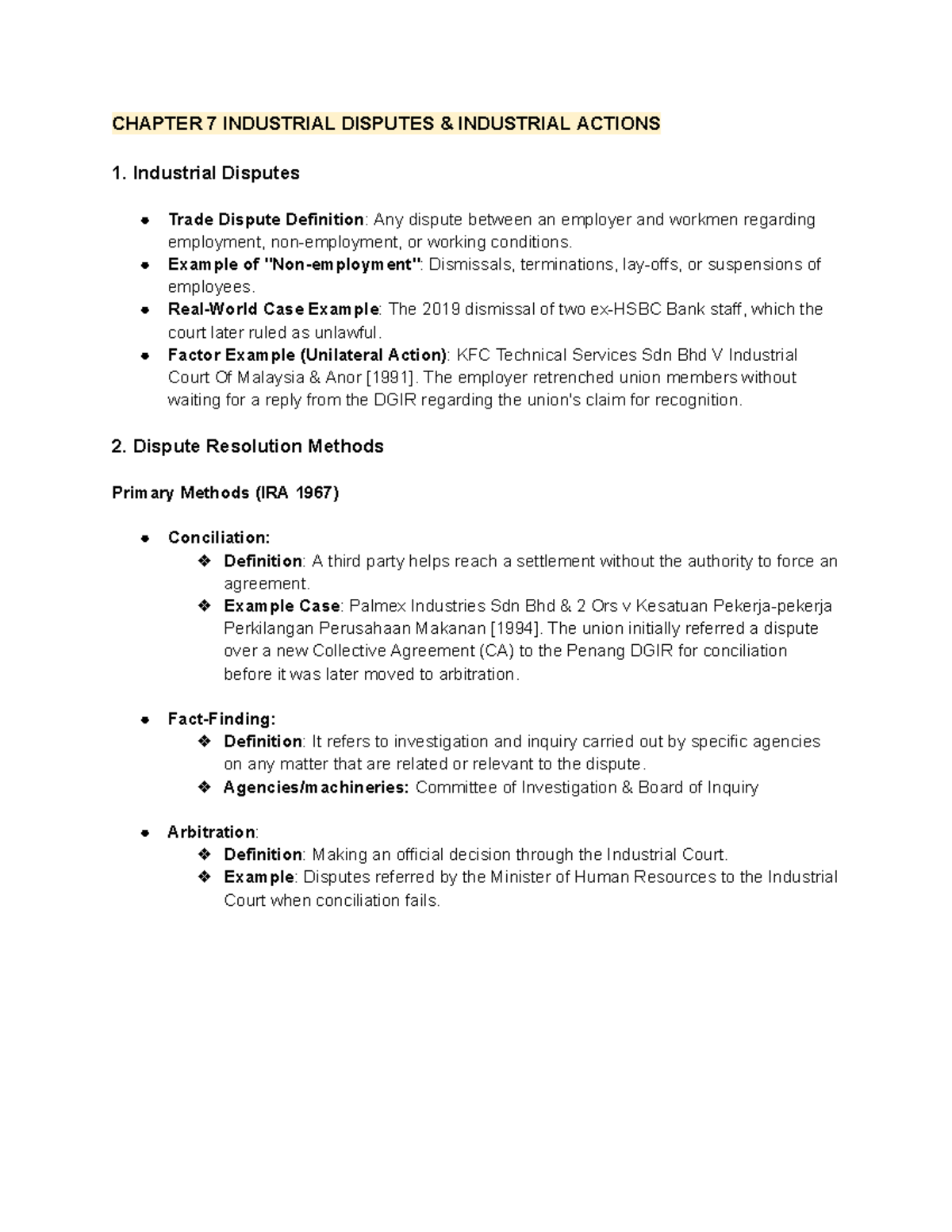 PAD363 Chapter 7: Industrial Disputes & Actions Overview - Studocu