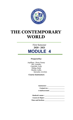 The Contemporary World Module 3 PRE Final - THE CONTEMPORARY WORLD ...