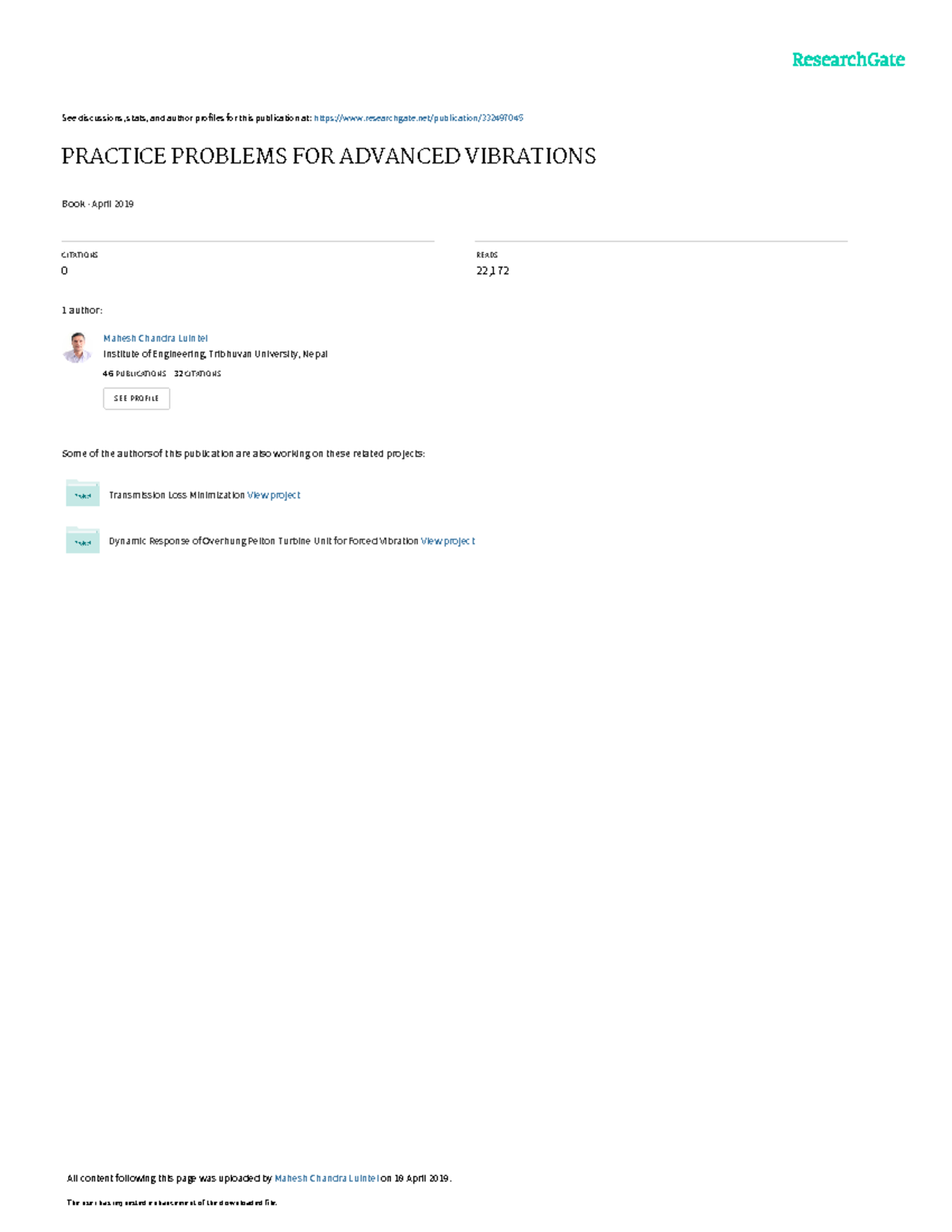 Practice Problems for Advanced Vibrations (ENGR 501) - Studocu