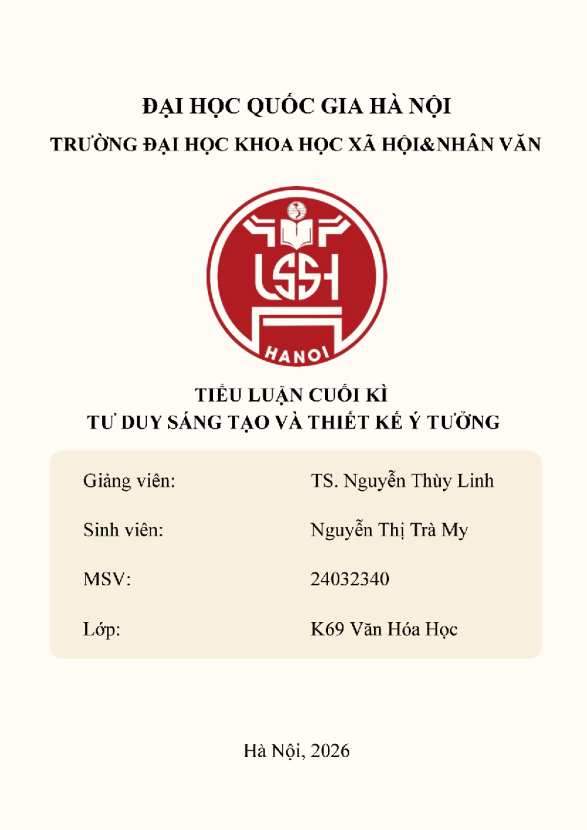 Tư Duy Sáng Tạo và Thiết Kế Ý Tưởng - LIT1054 - Kỳ Cuối 2026 - Studocu