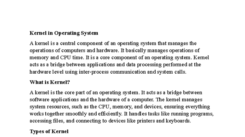OS L3 - Understanding the Kernel in Operating Systems - Studocu