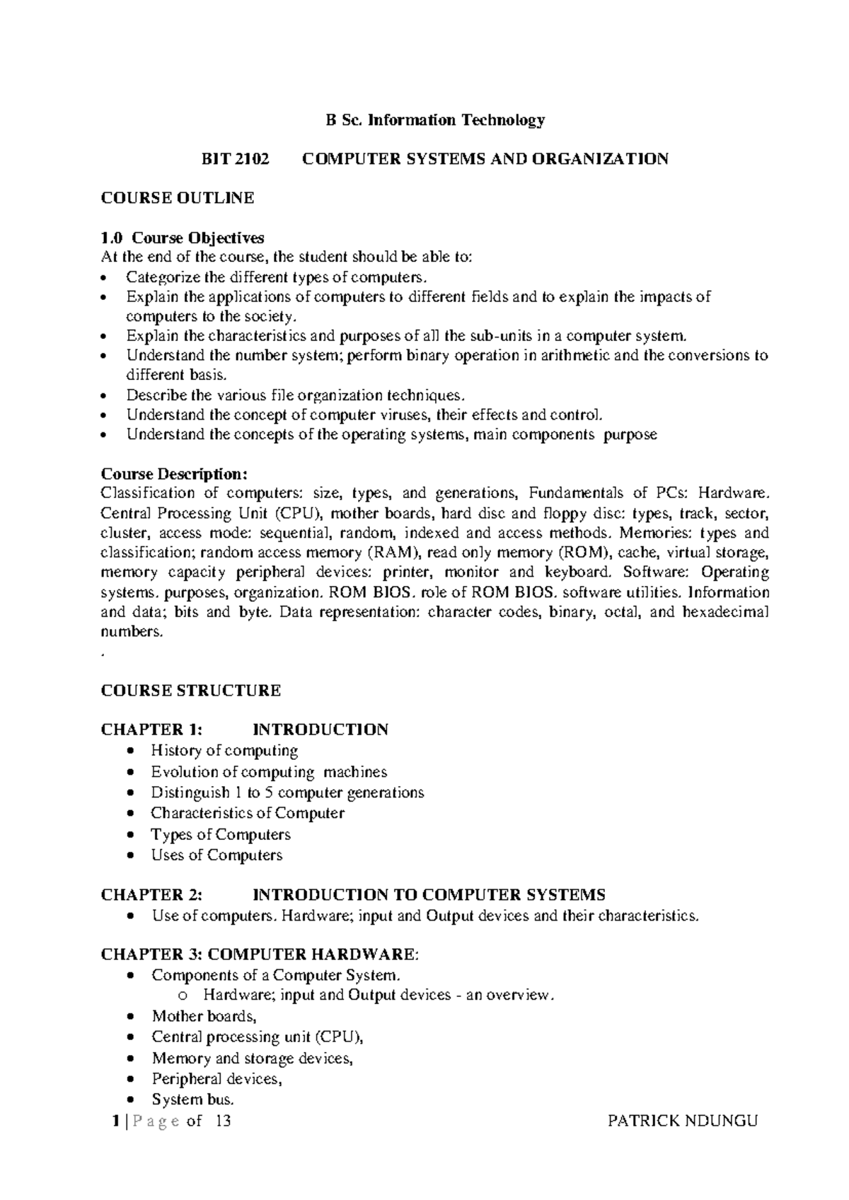 1652 BIT 2102 Computer Systems & Organization Study Notes - Studocu