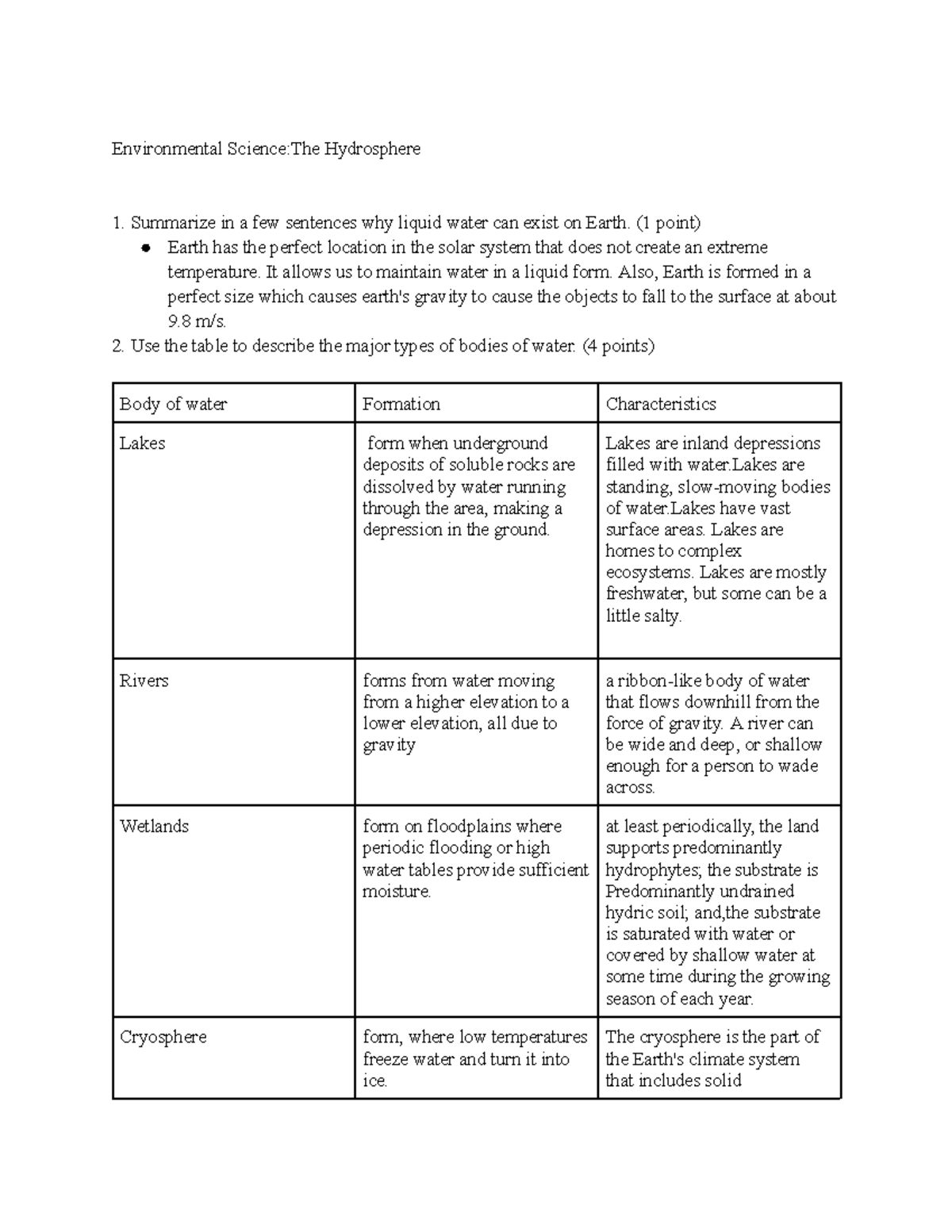 Environmental Science The Hydrosphere - Environmental Science:The ...