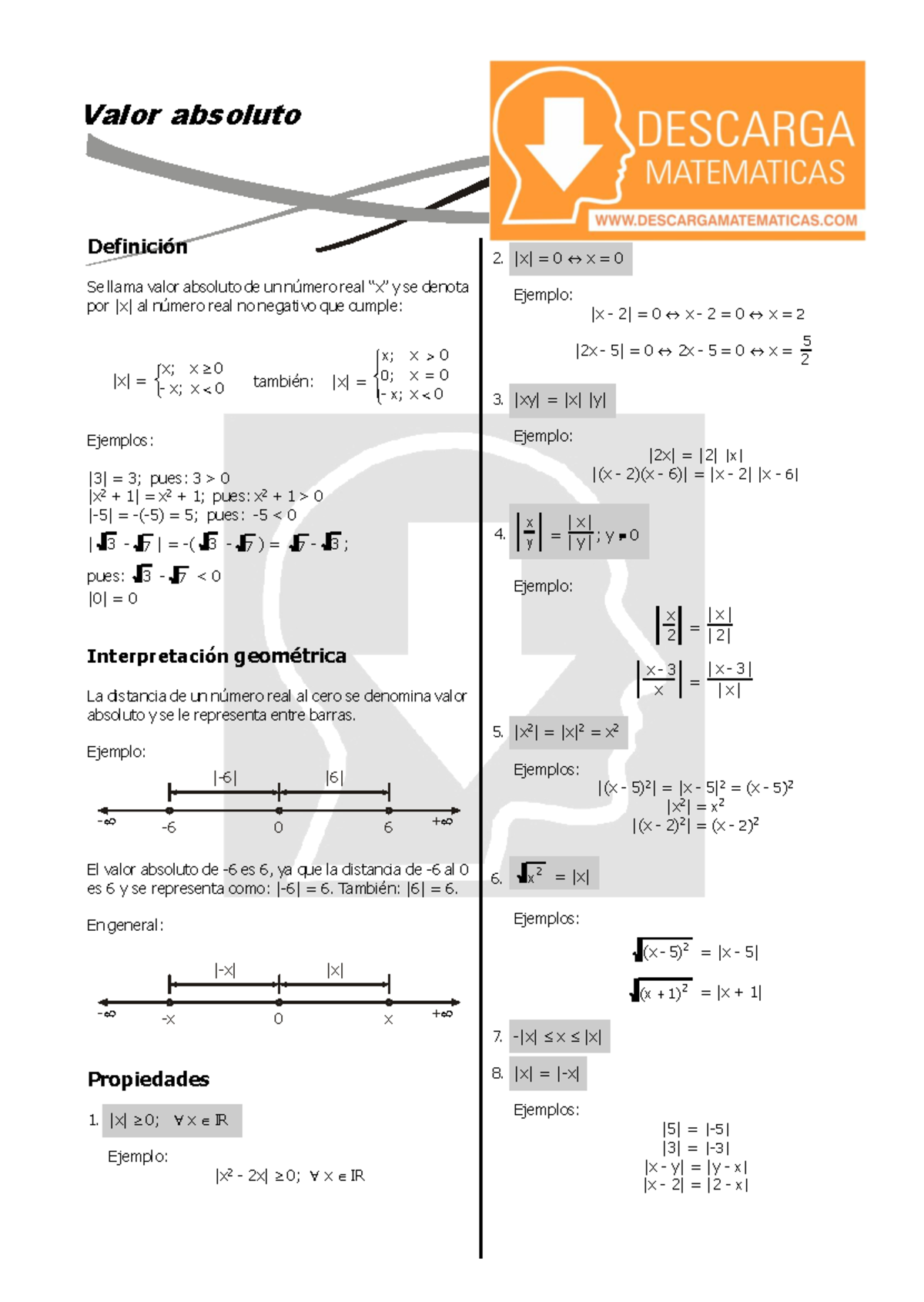 13 Valor Absoluto – Definición y Ejercicios de Algebra Cuarto DE - Studocu