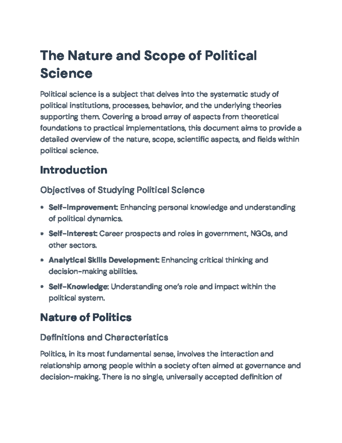 Nature and Scope of Political Science: Overview and Insights - The ...