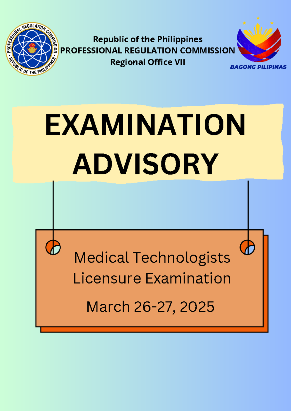 Cebu MedTech Licensure Exam Advisory - March 2025 Guidelines - Studocu