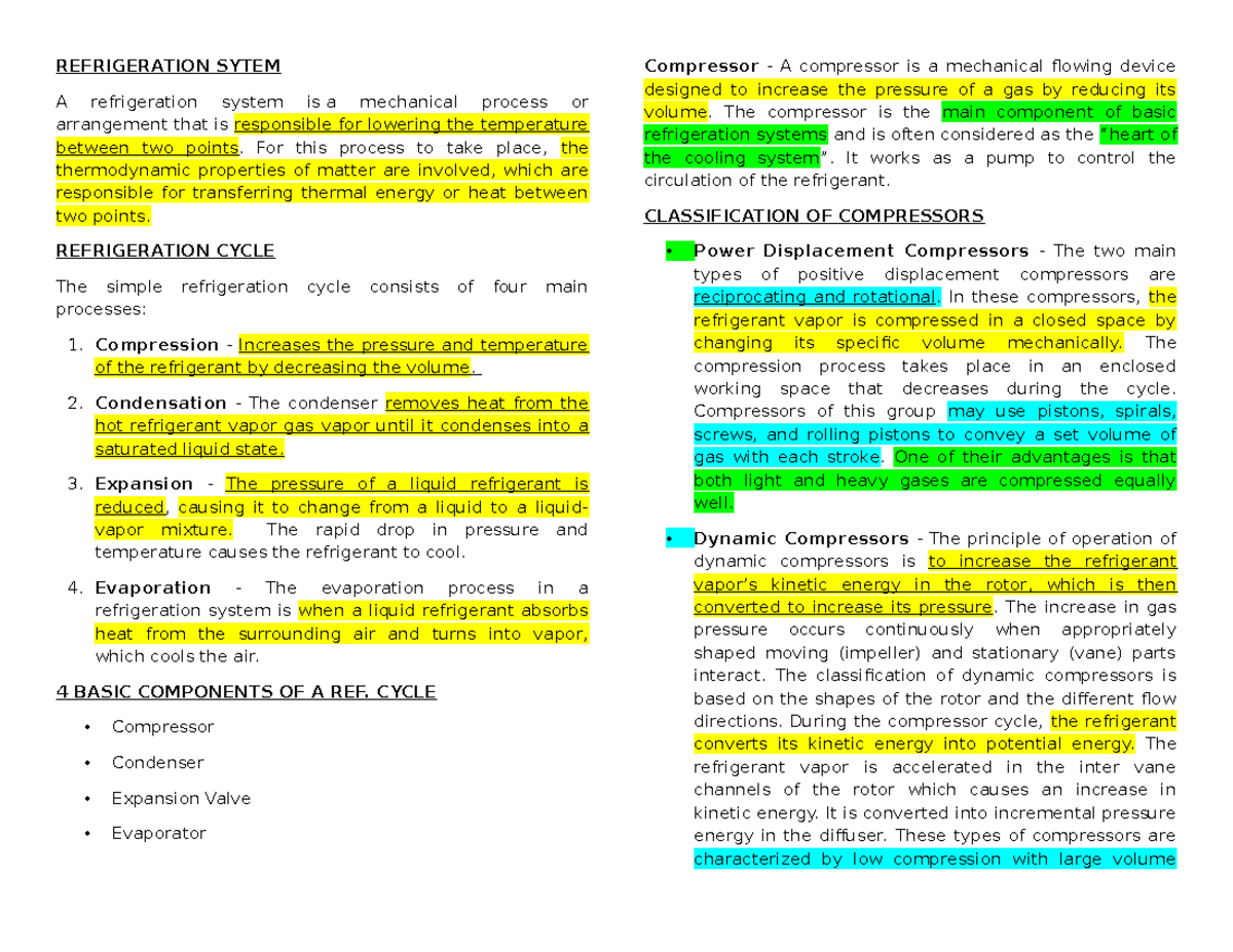 REF 101: Refrigeration System Overview and Key Components - Studocu