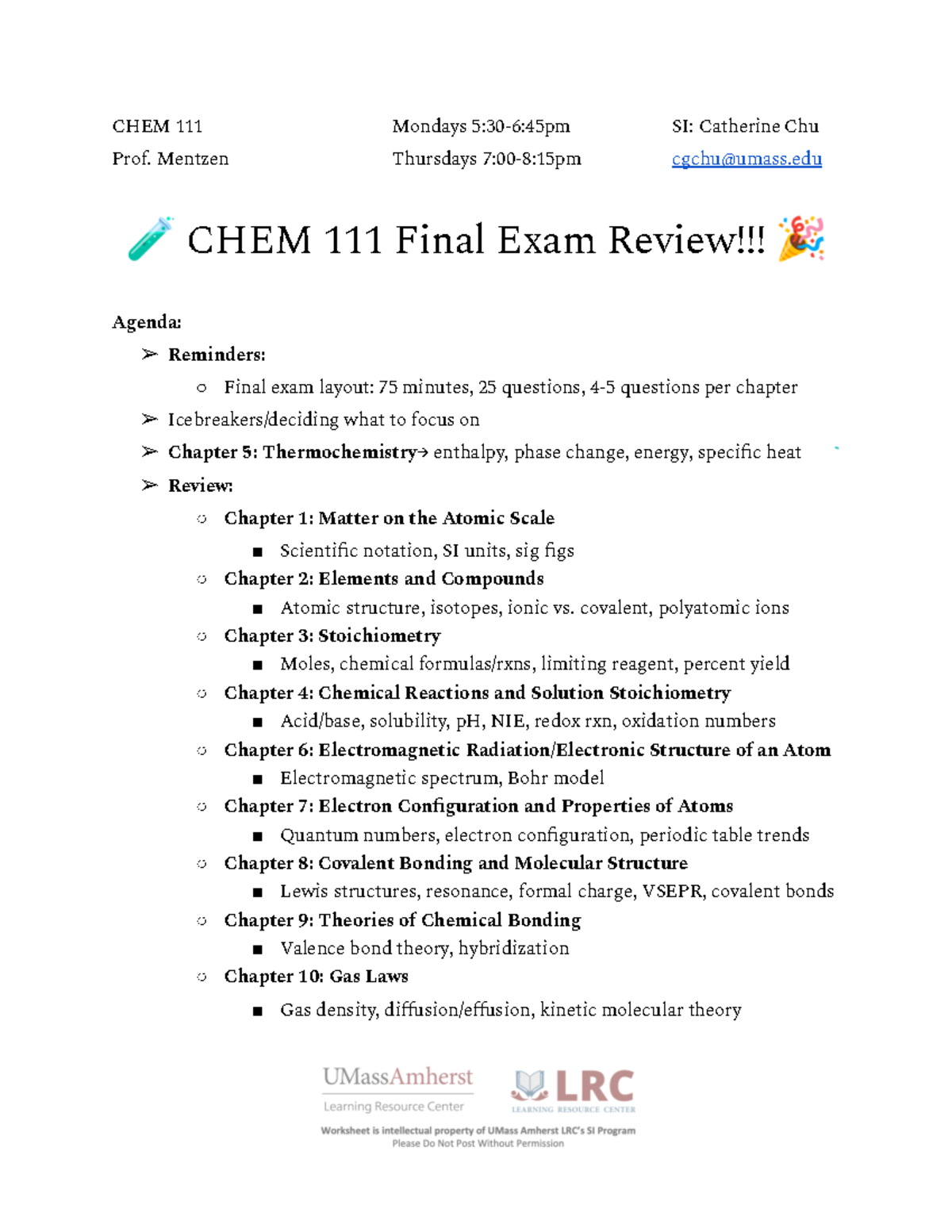 CHEM 111 Final Exam Review Answer Key and Study Strategies - Studocu