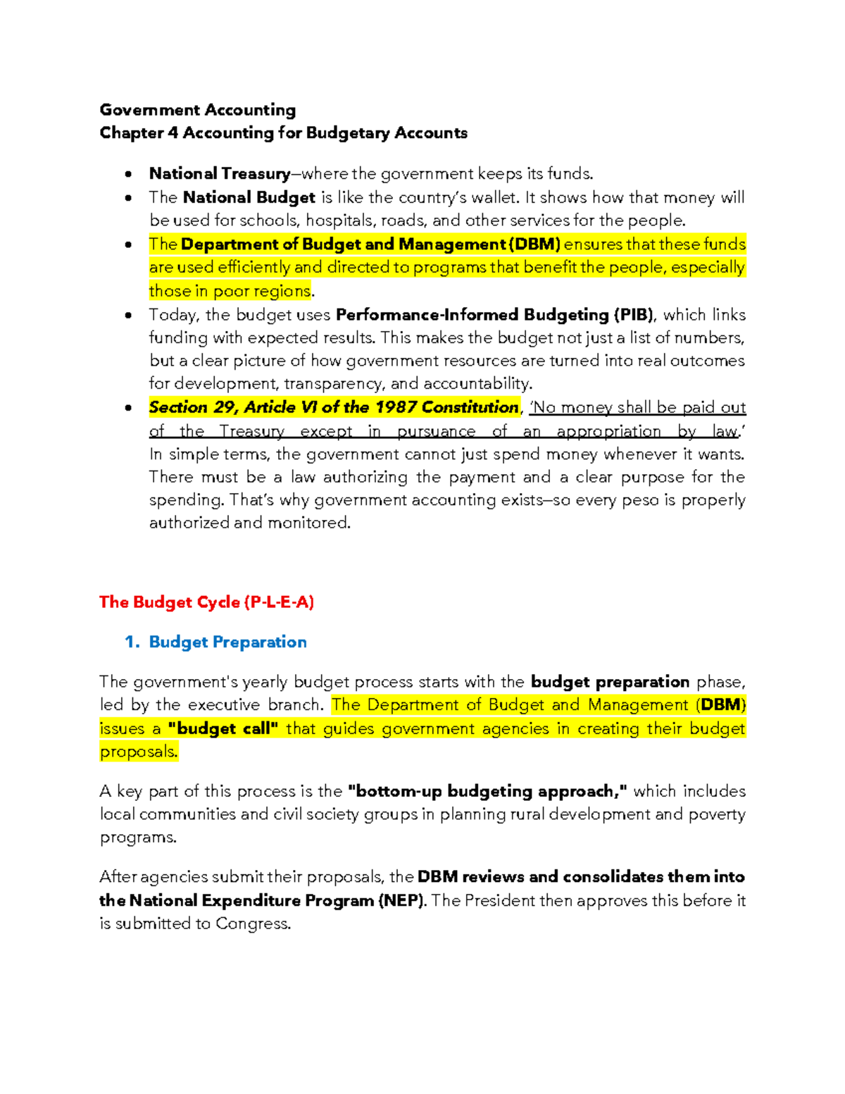 Government Accounting CH4: Budgetary Accounts Overview and Processes ...