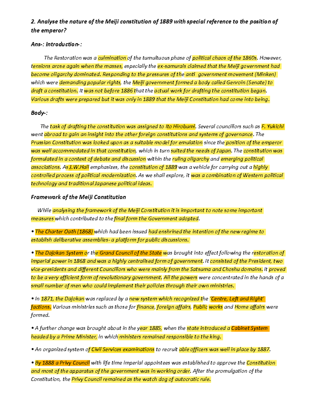 Analysis of the Meiji Constitution of 1889 Focusing on the Emperor's ...