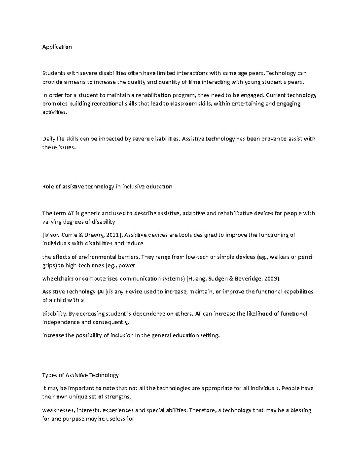 Application OF Assistive Technology TO Inclusive Education (SNED ...