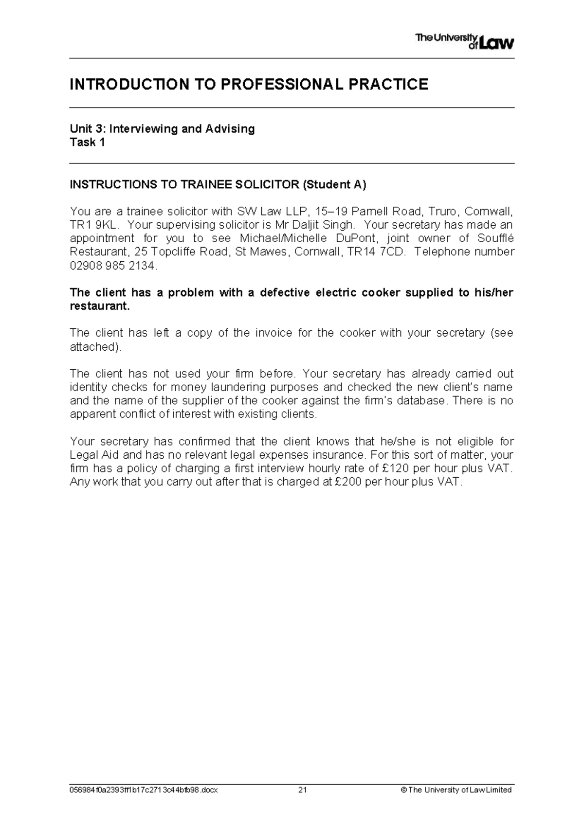 2425 IPP U03: Interviewing & Advising Task 1 Instructions for Trainee ...